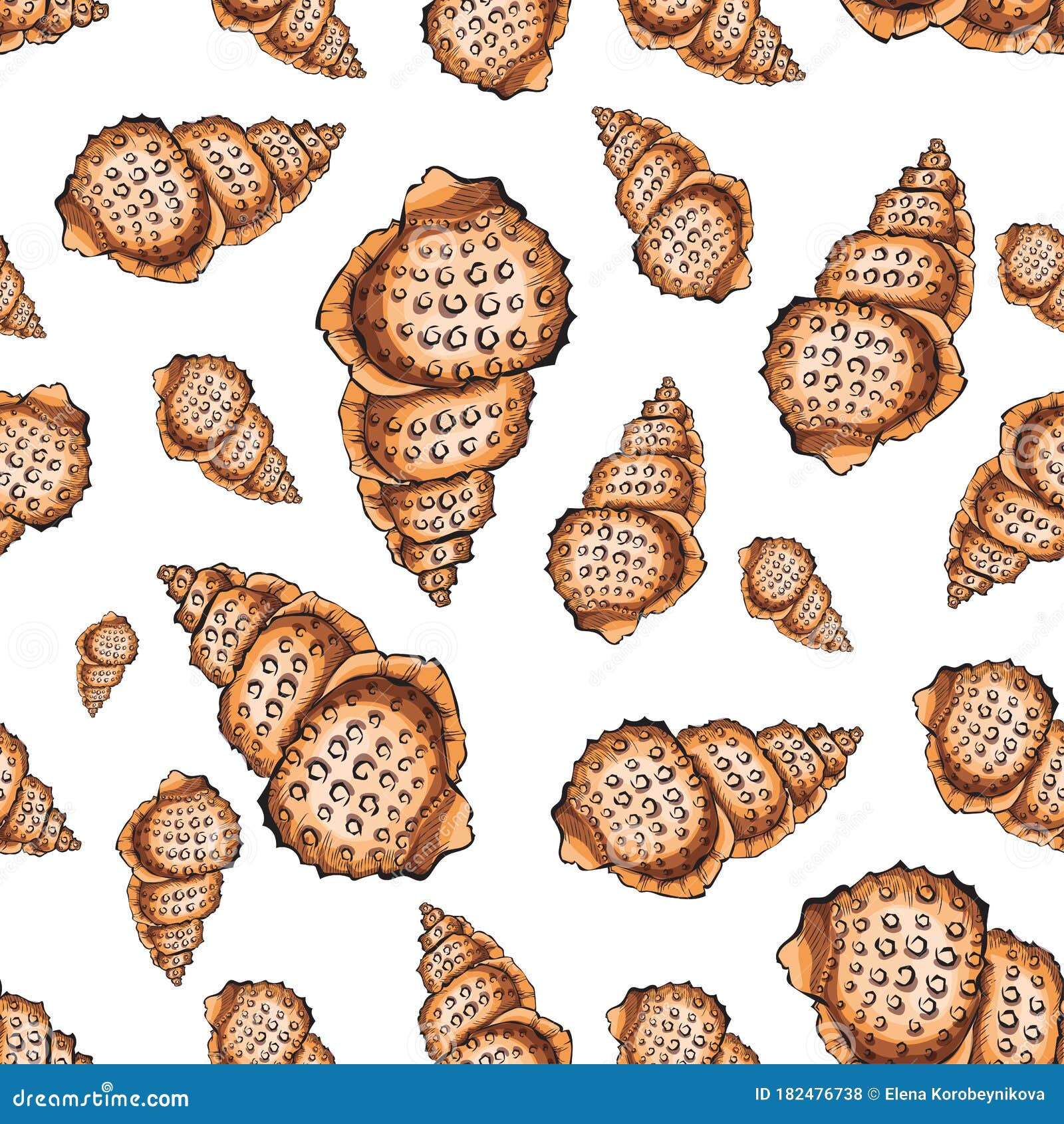 Seamless Pattern of Shells of Different Colors Stock Vector ...