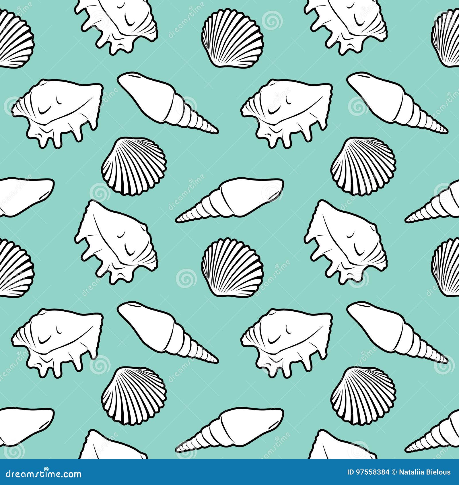 Seamless Pattern with Shells Stock Vector - Illustration of aquarium ...