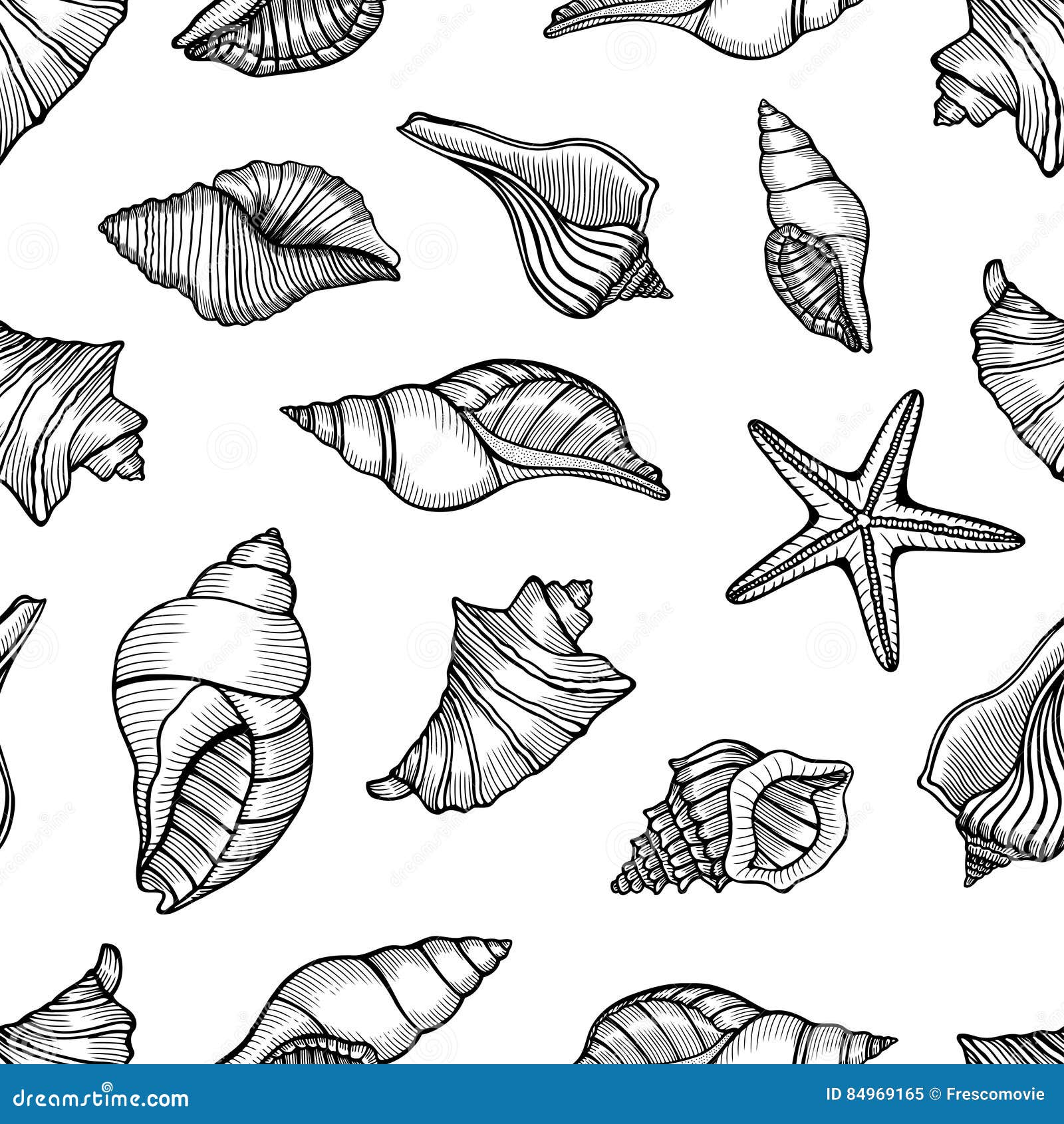 Seamless Pattern with Shells Stock Vector - Illustration of repetition ...