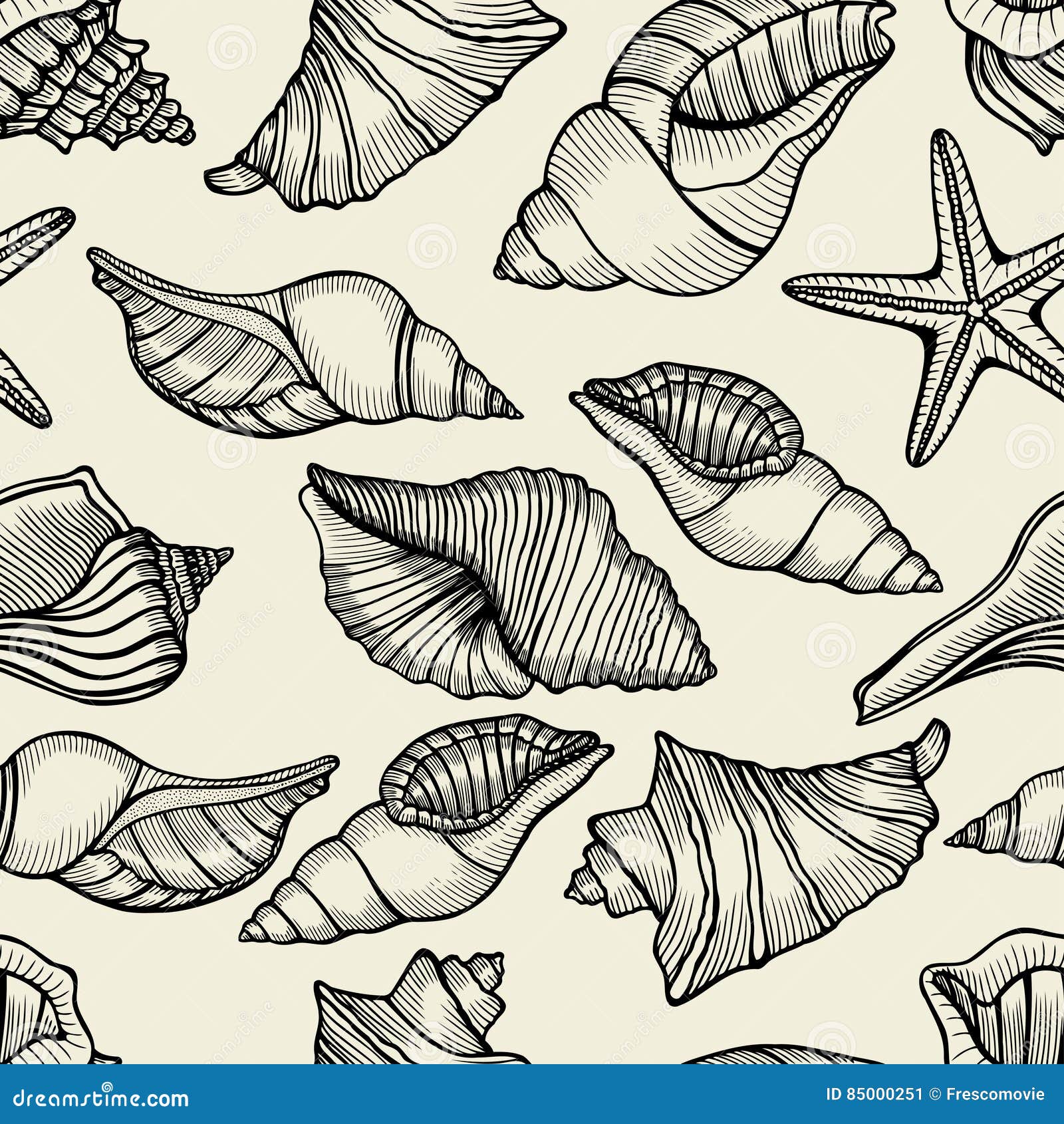Seamless Pattern with Shells Stock Vector - Illustration of abstract ...
