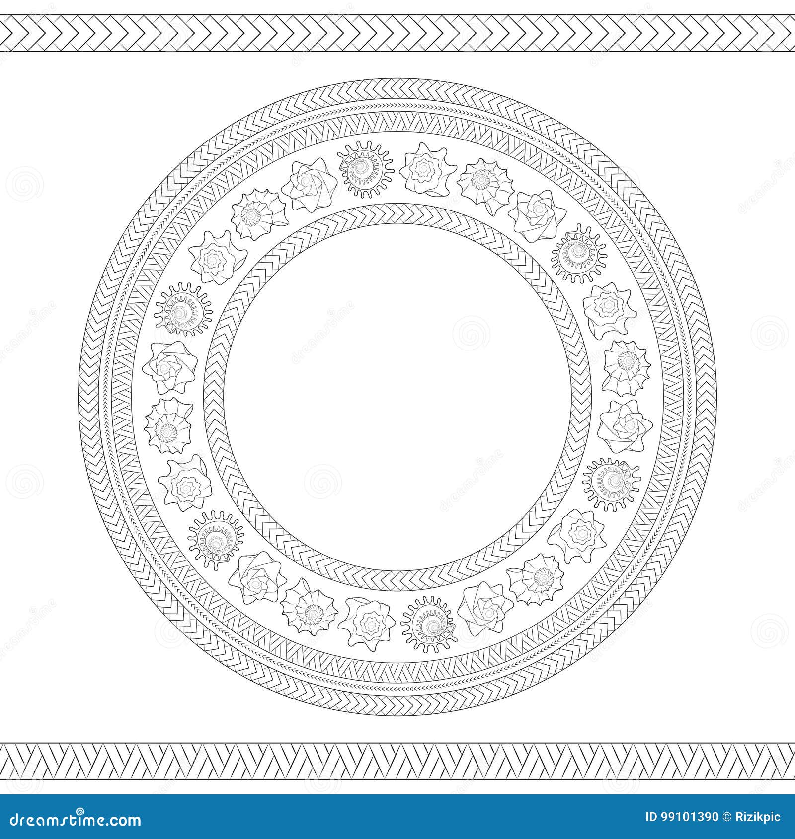 Seamless Pattern with Shells and Polynesian Patterns. Vector ...