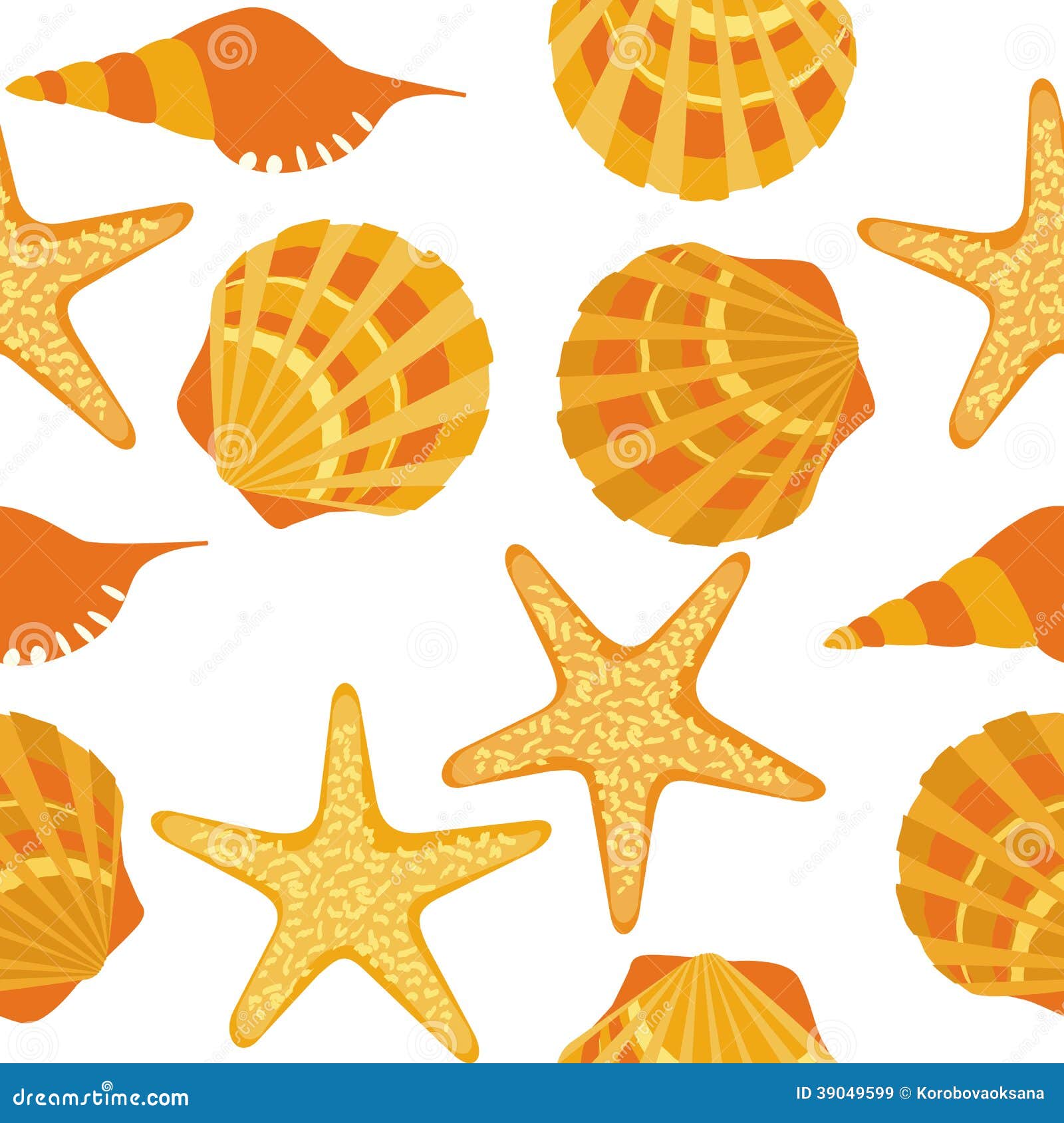 Seamless Pattern, Shells, Starfish Stock Vector - Illustration of ...