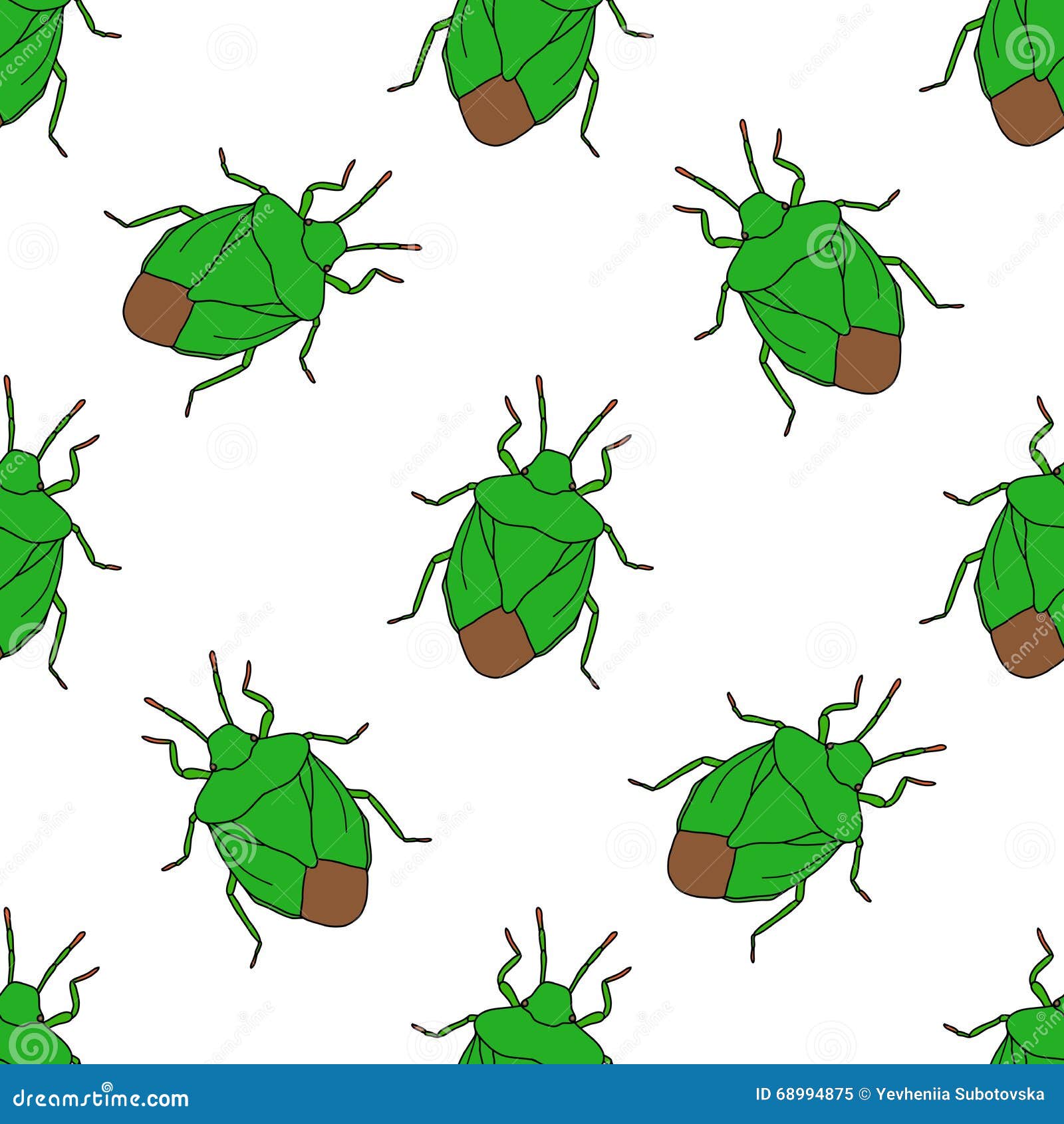 Seamless Pattern With Shield Bug. Palomena Prasina Hand-drawn Shield ...