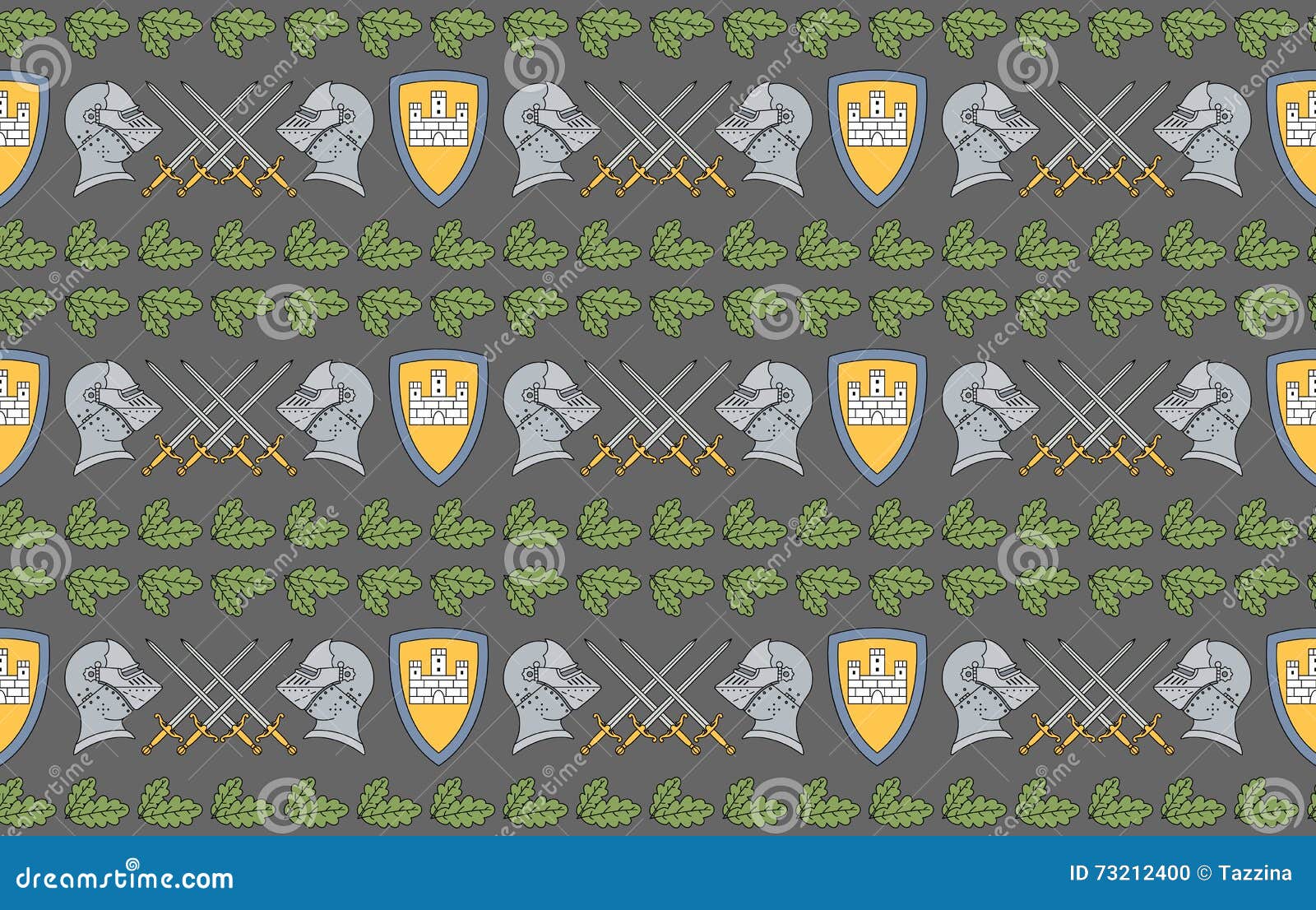 Seamless Pattern with Shields, Swords, Helmets and Oak Leaves Stock ...