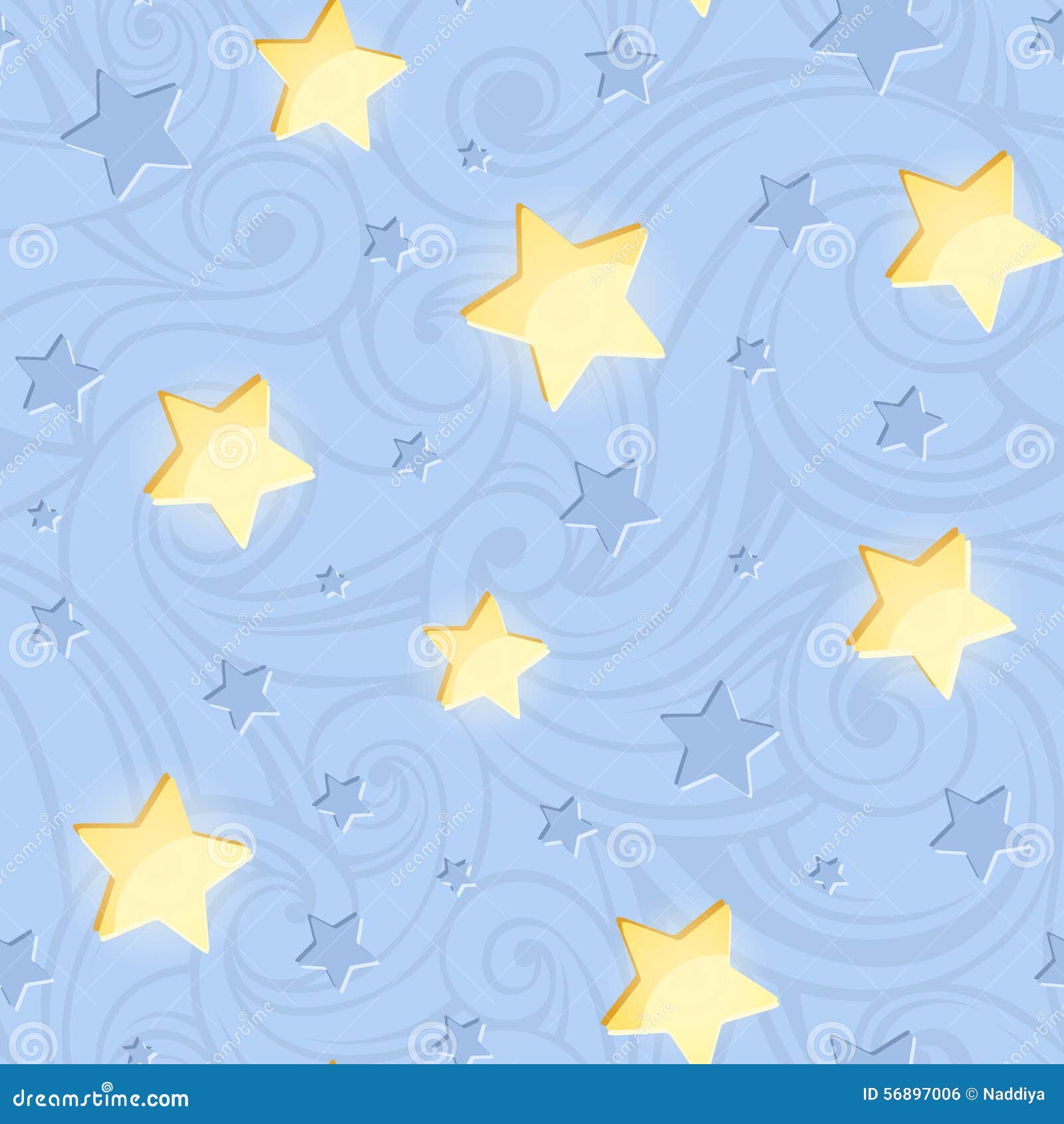 Seamless Pattern with Shining Stars on Blue. Vector Illustration. Stock ...