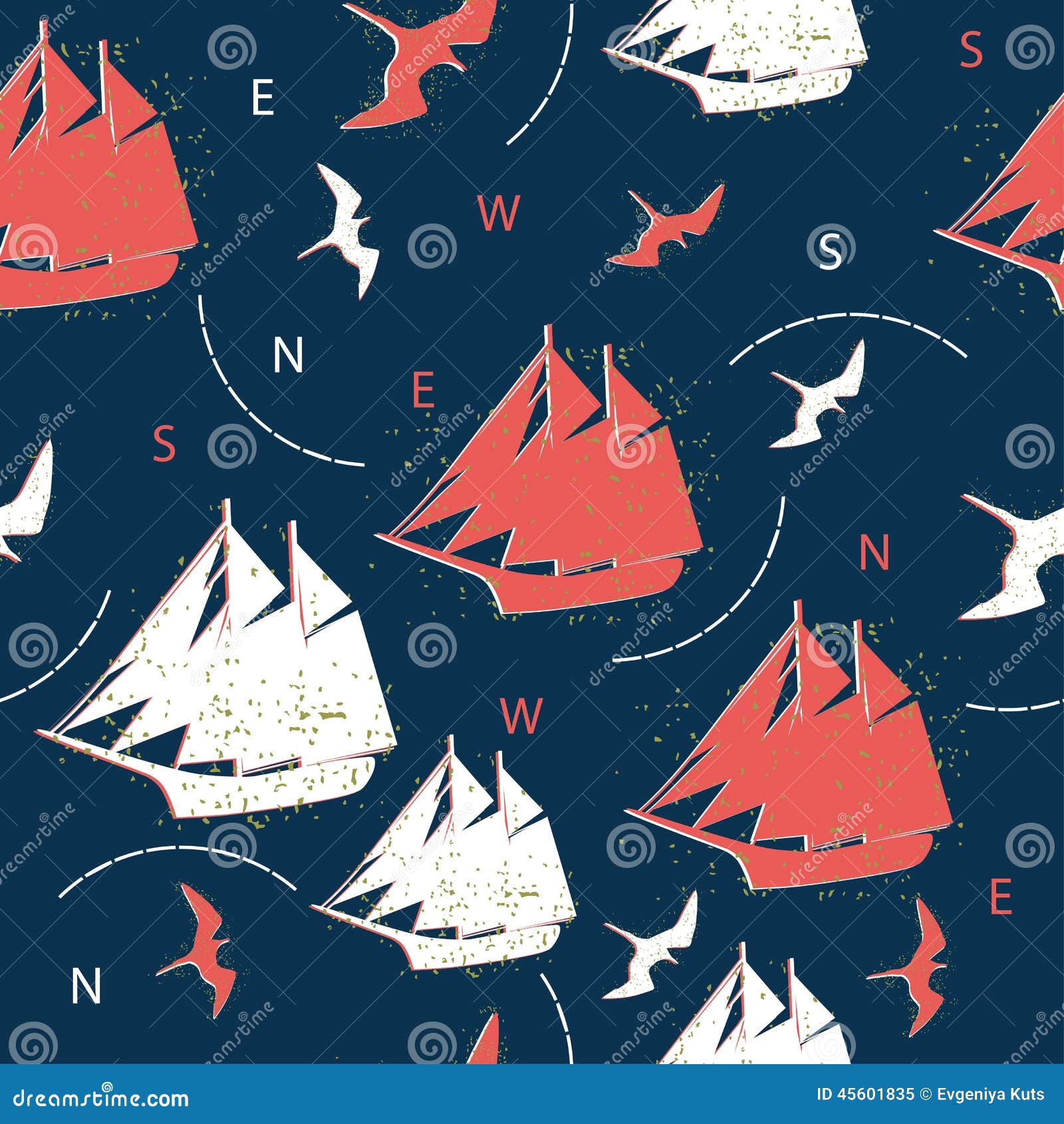 Sea Pattern With Ships. Vector Illustration | CartoonDealer.com #65478308