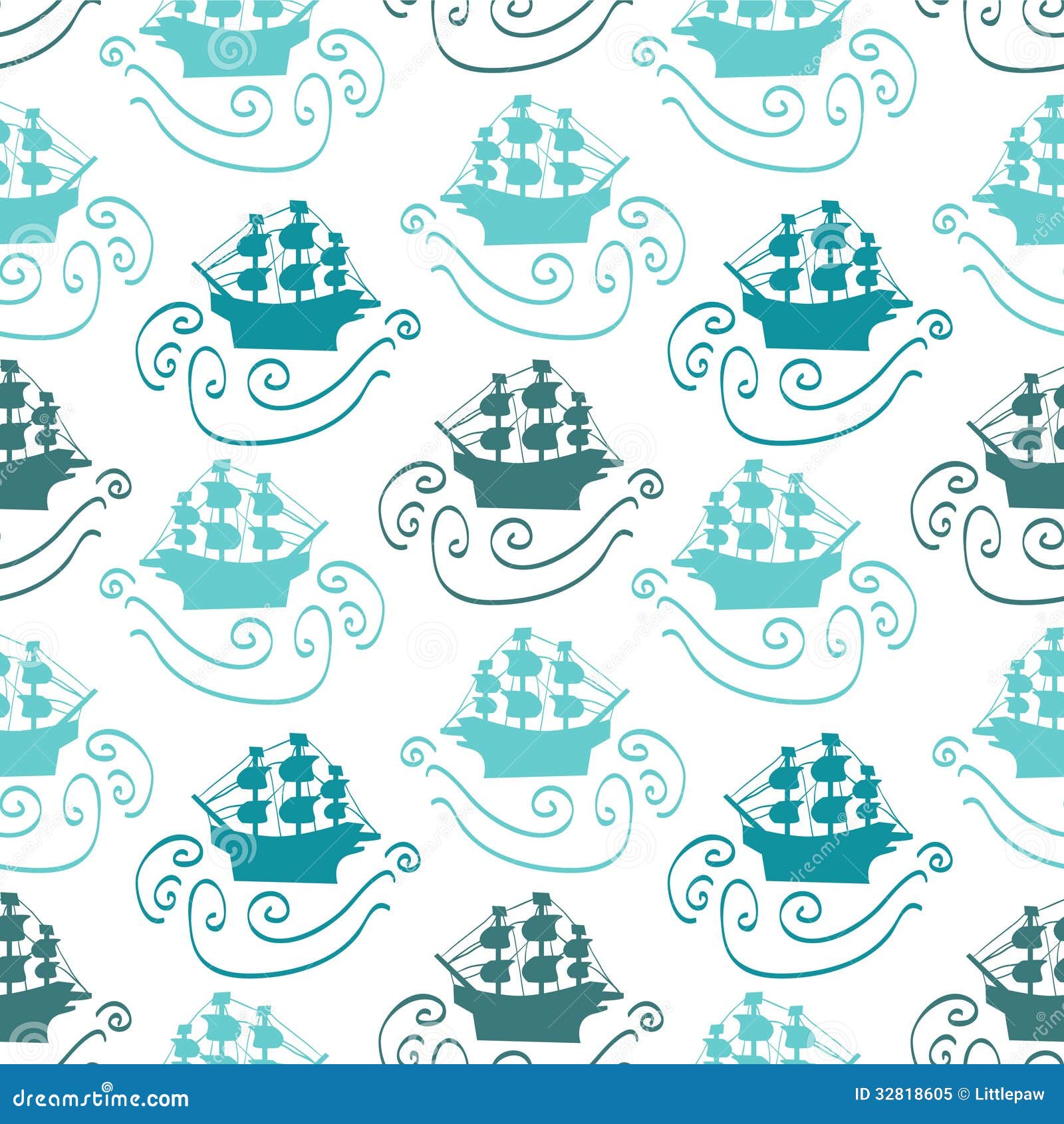 Seamless Pattern with Ships Stock Vector - Illustration of sweet ...