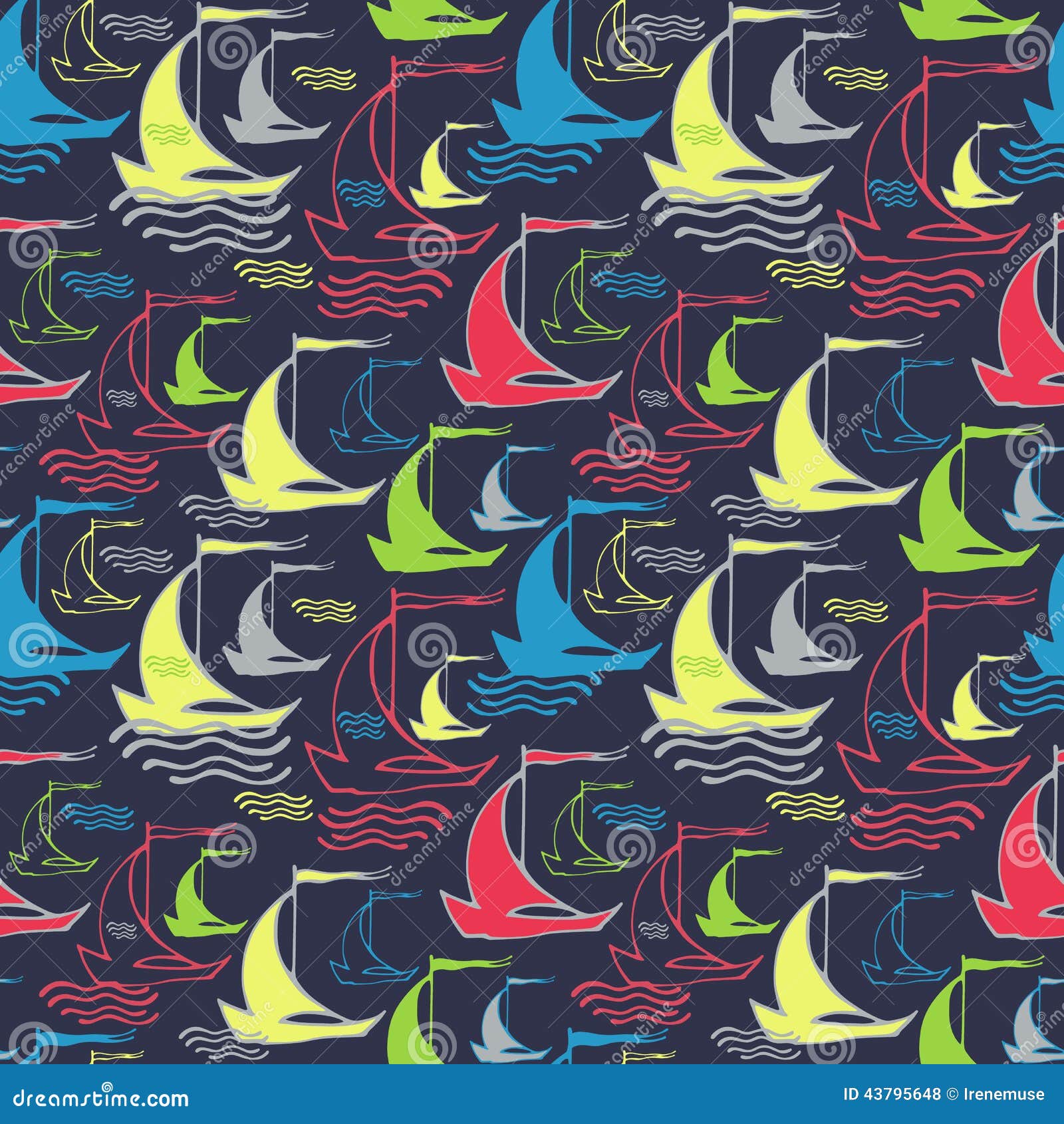 Seamless Pattern with Ships Stock Vector - Illustration of collection ...