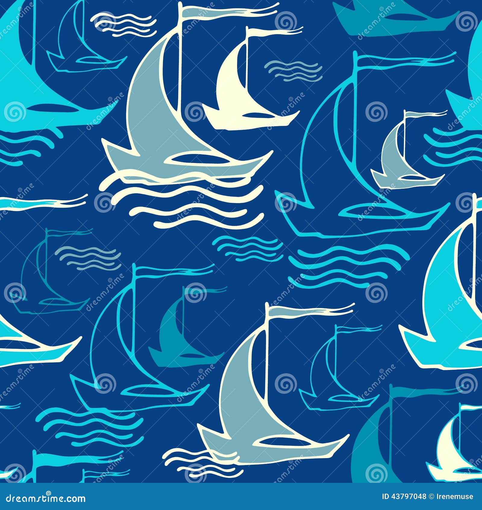 Seamless Pattern with Ships Stock Vector - Illustration of drop ...
