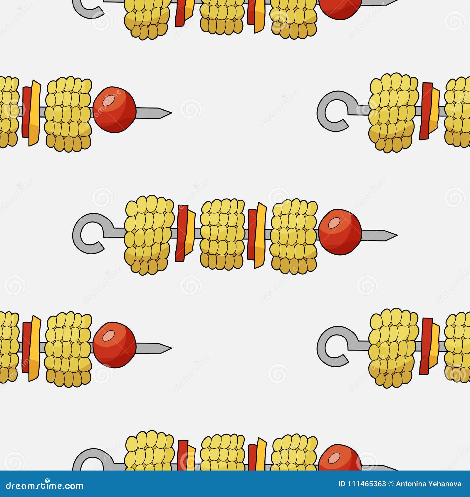 Seamless Pattern of Shish Kebab from Corn. Stock Vector - Illustration ...