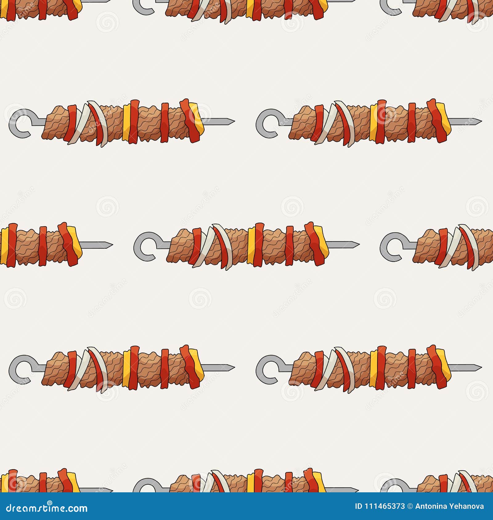 Seamless Pattern of Shish Kebabs. Stock Vector - Illustration of pepper ...