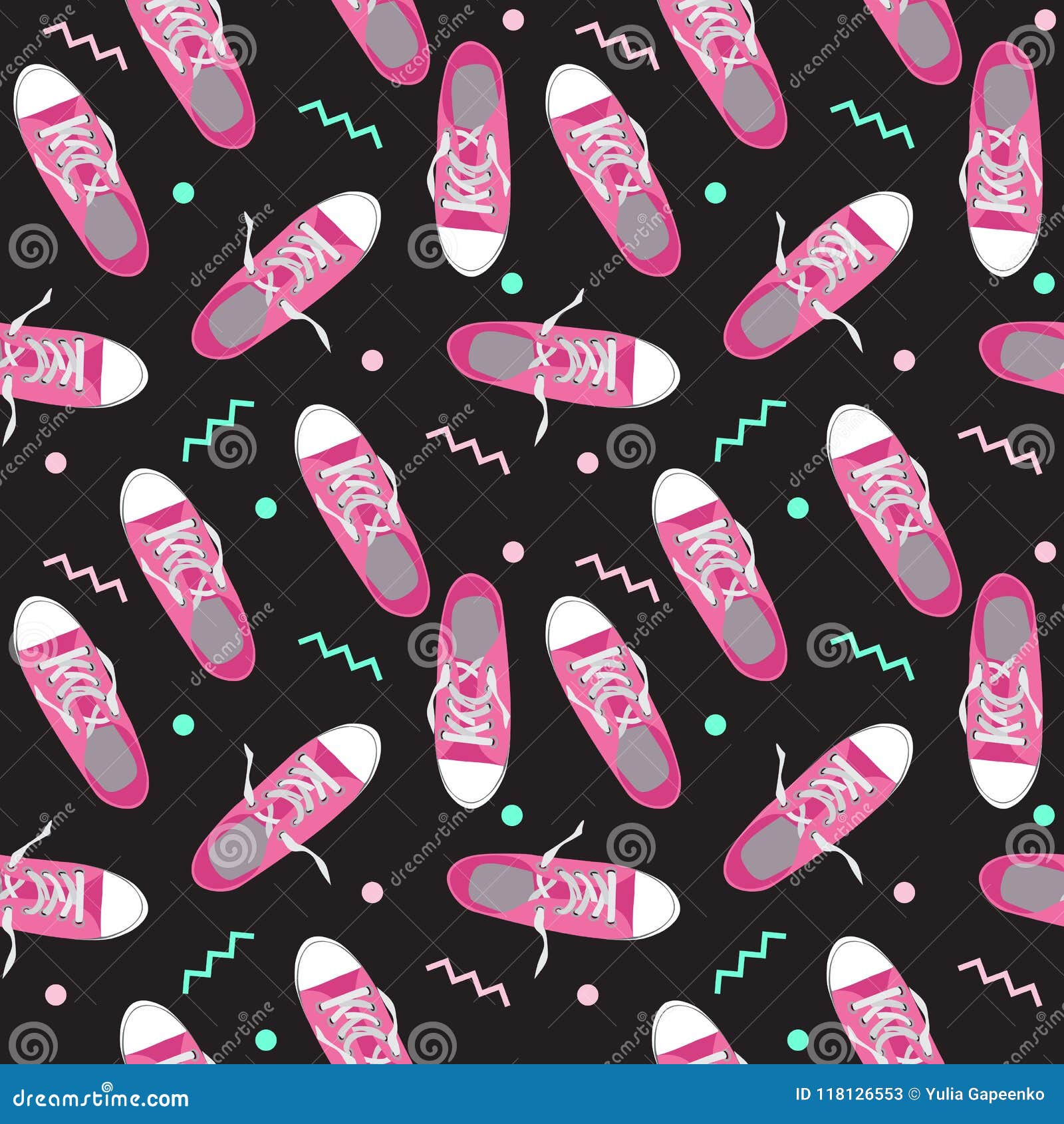 Seamless Pattern with Shoes on Color Background Vector Illustration ...