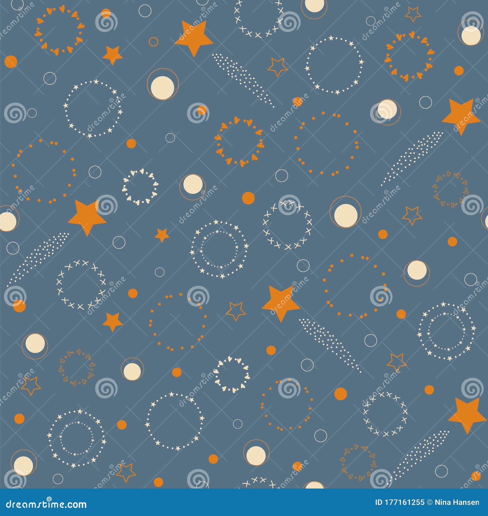 Seamless Pattern of Shooting Stars in Outer Space on a Dusty Blue ...