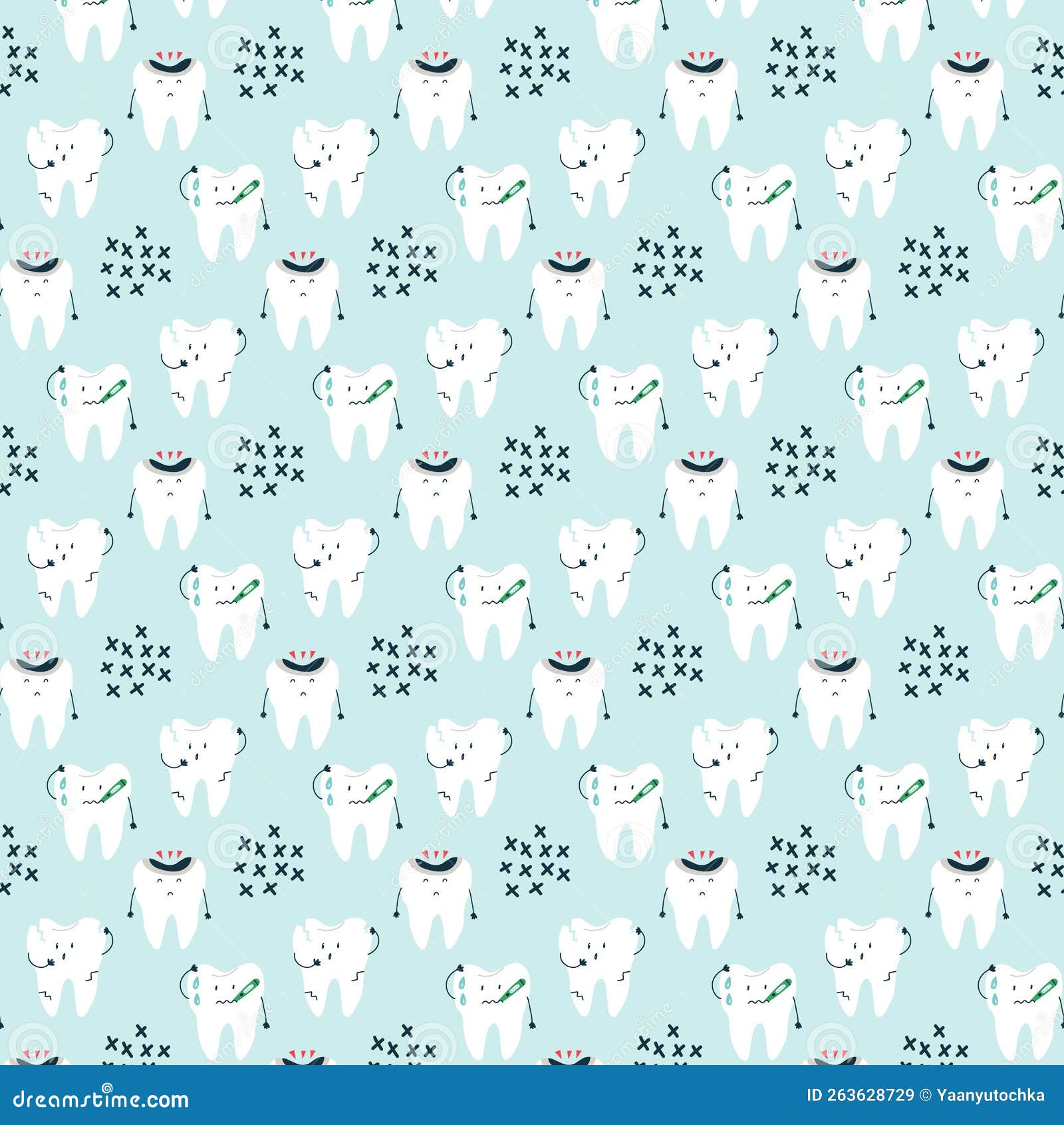 Seamless Pattern Sick Teeth with Abstract Crosses Stock Vector ...