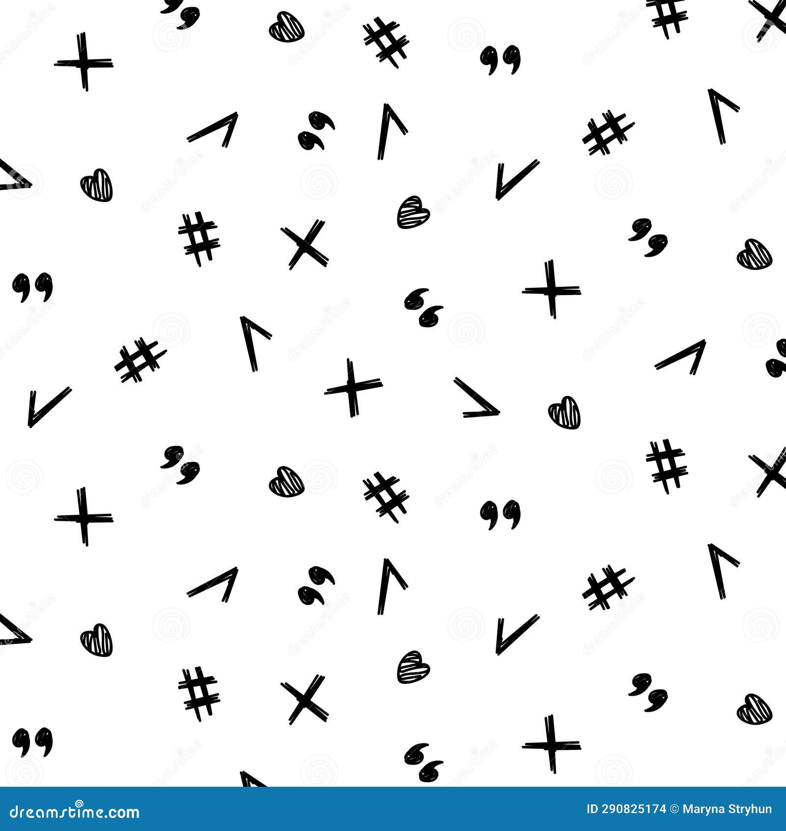 Seamless Pattern of Signs, Tick, Cross, Quotation Marks. Stock ...