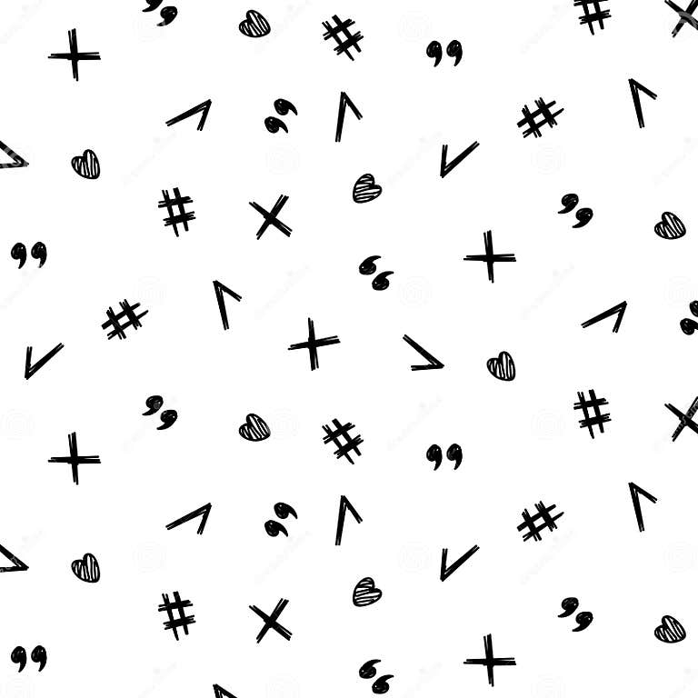 Seamless Pattern of Signs, Tick, Cross, Quotation Marks. Stock ...