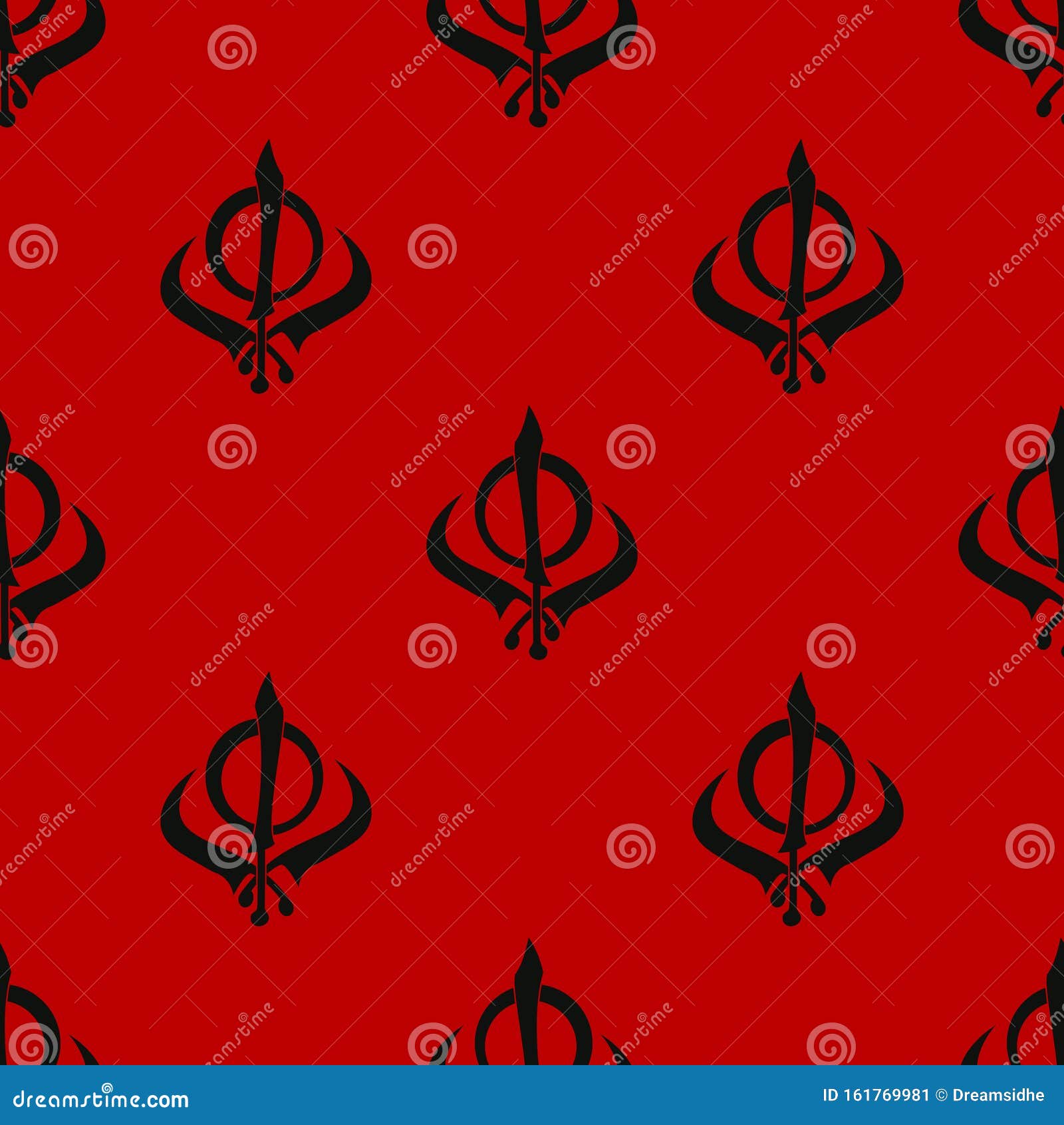 Seamless Pattern with Khanda Stock Vector - Illustration of faith ...