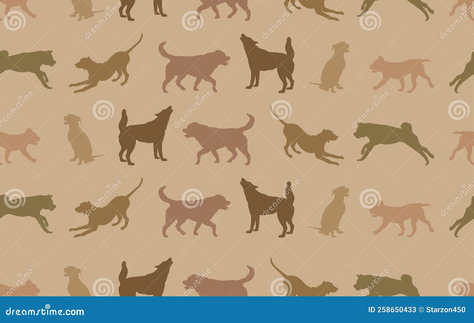 Seamless Pattern. Silhouette of Dogs Different Breeds. Endless Texture ...