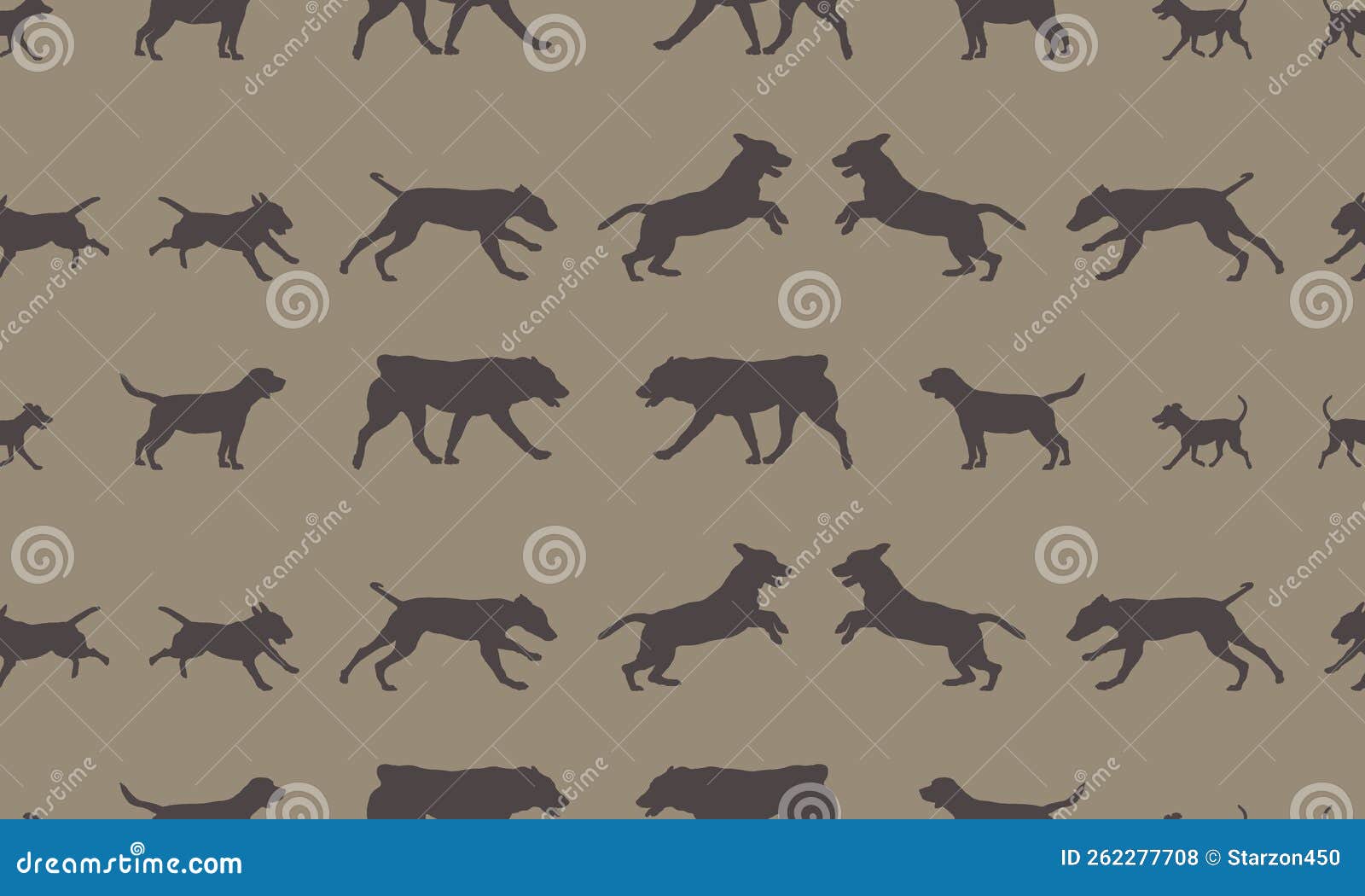 Seamless Pattern. Silhouette Dogs Different Breeds In Various Poses ...