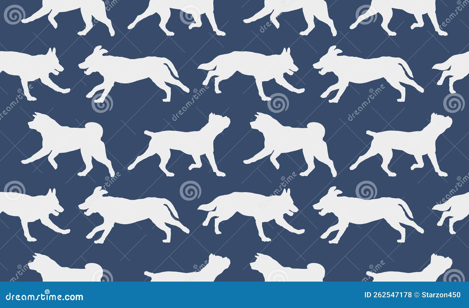 Seamless Pattern. Silhouette Dogs Different Breeds in Various Poses ...