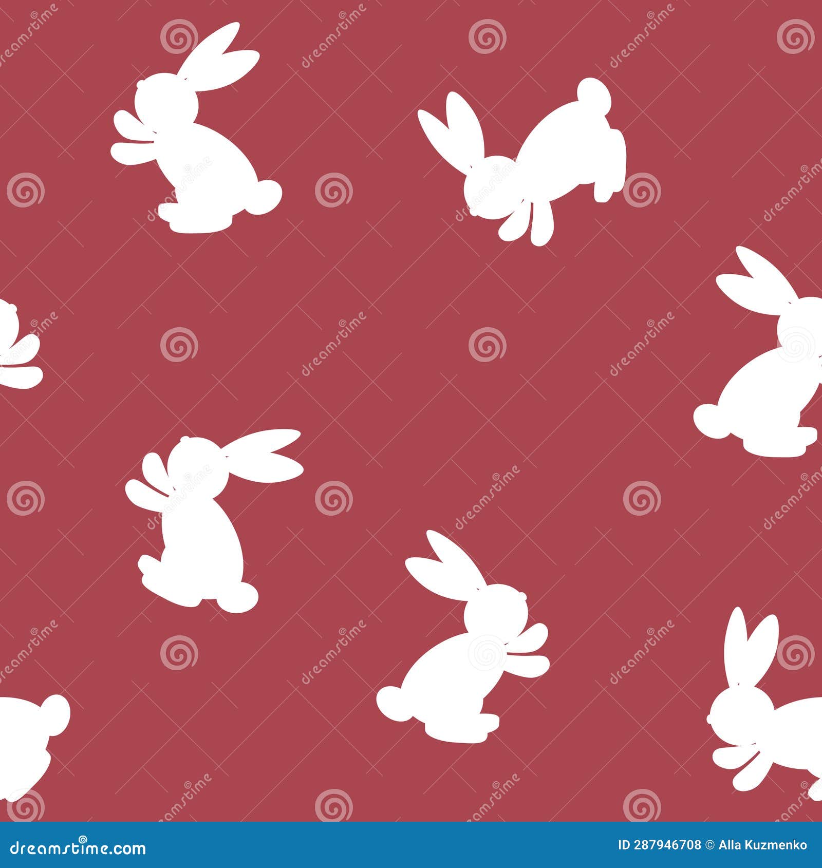 Seamless Pattern with Silhouette Easter Rabbits on Color Background ...