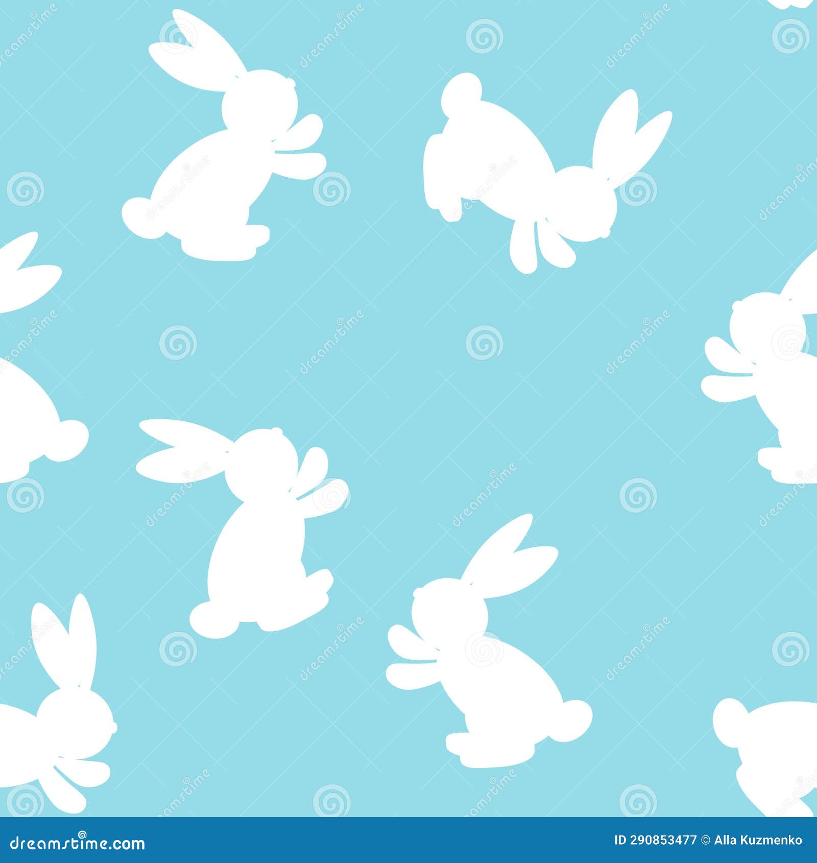 Seamless Pattern with Silhouette Easter Rabbits on Color Background ...