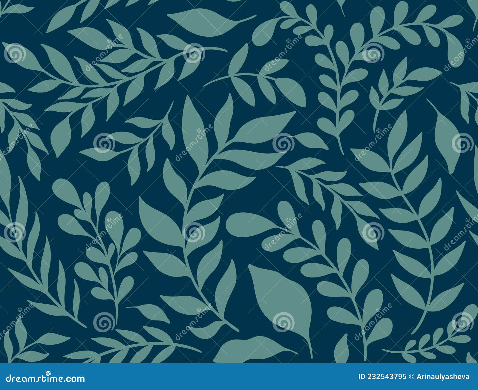 Seamless Pattern Silhouette Plant Branch.Ornament Design Abstract ...