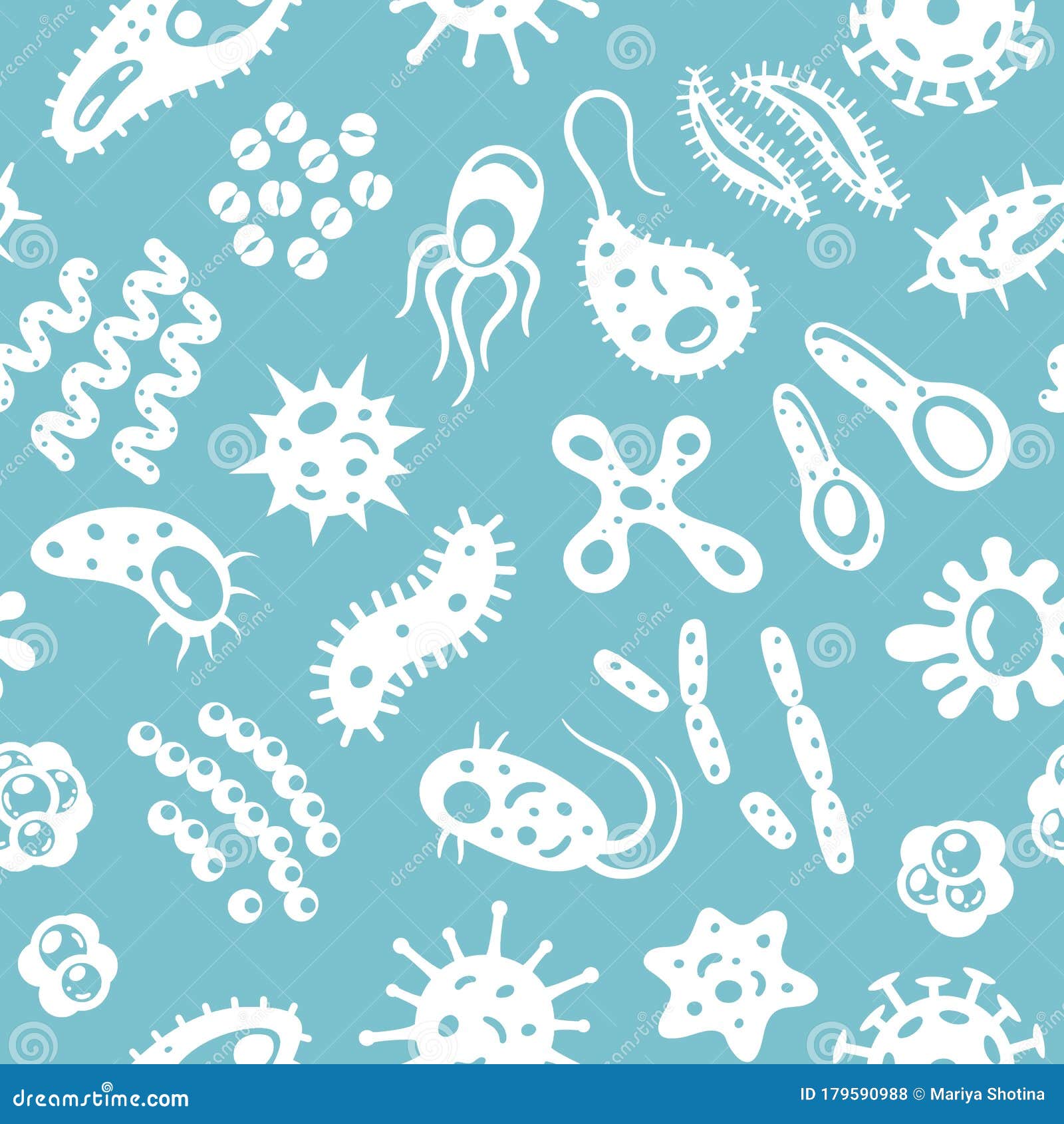 Seamless Pattern with Silhouettes of Bacteria, Viruses and Germs ...