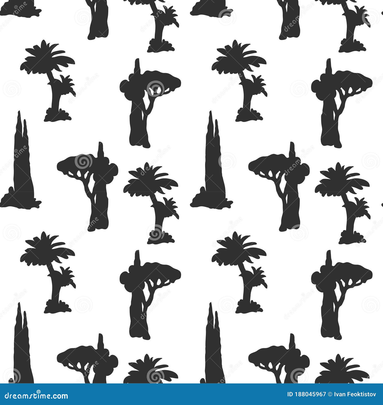Desert trees pattern stock vector. Illustration of vector - 188045967