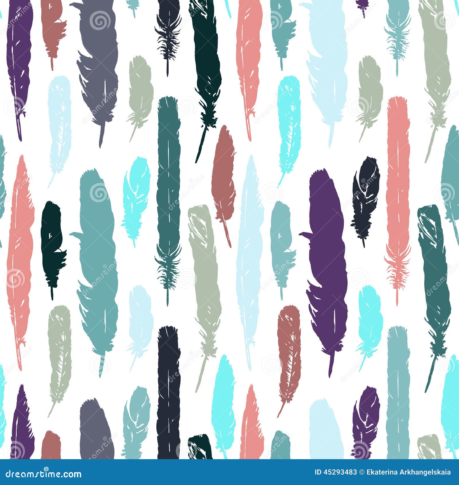 Seamless Pattern with Silhouettes of Plumes Stock Vector - Illustration ...