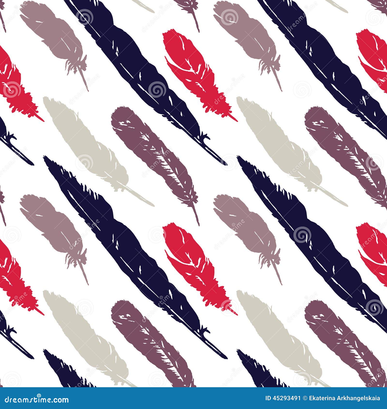 Seamless Pattern with Silhouettes of Plumes Stock Vector - Illustration ...