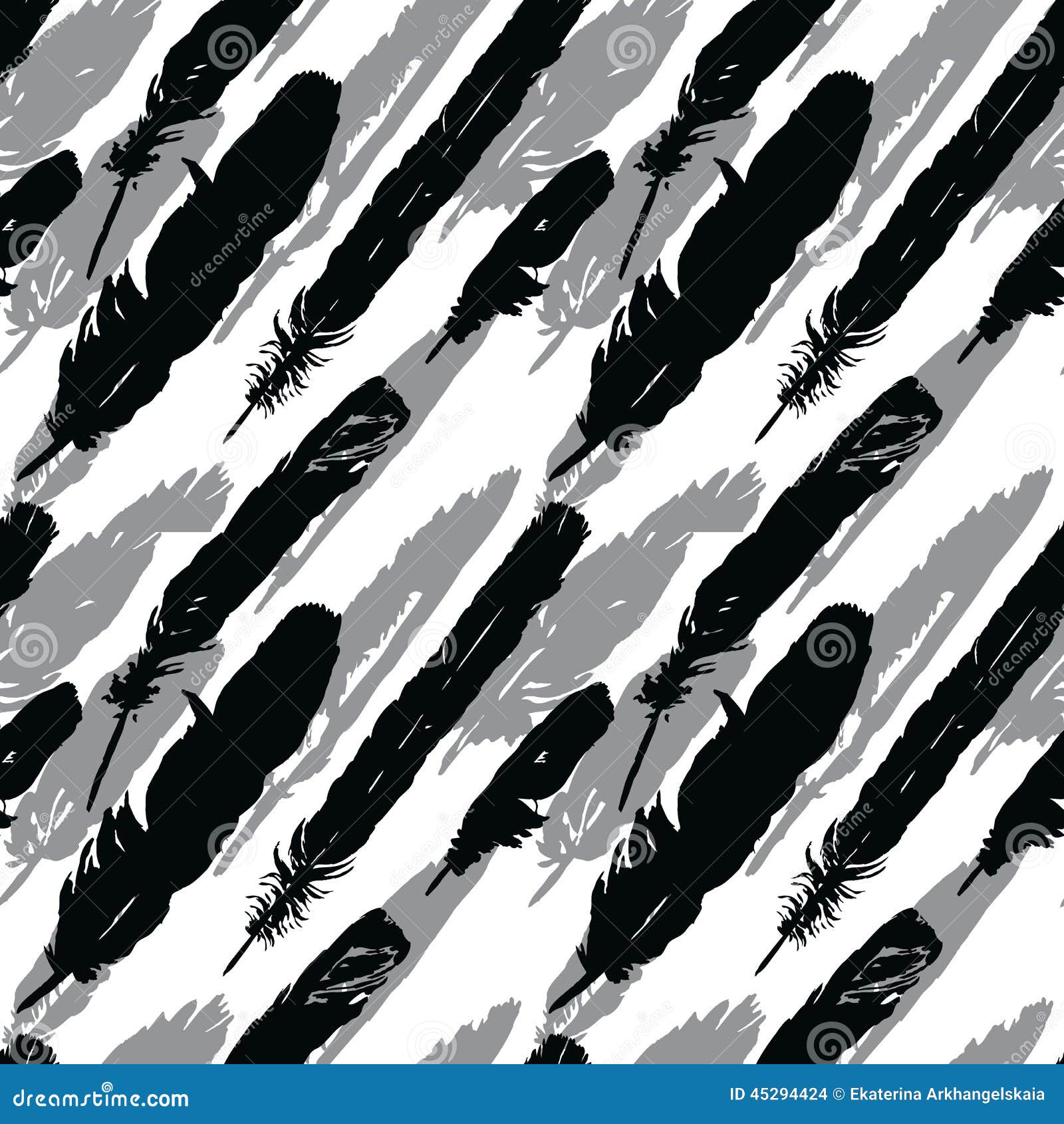 Seamless Pattern with Silhouettes of Plumes Stock Vector - Illustration ...
