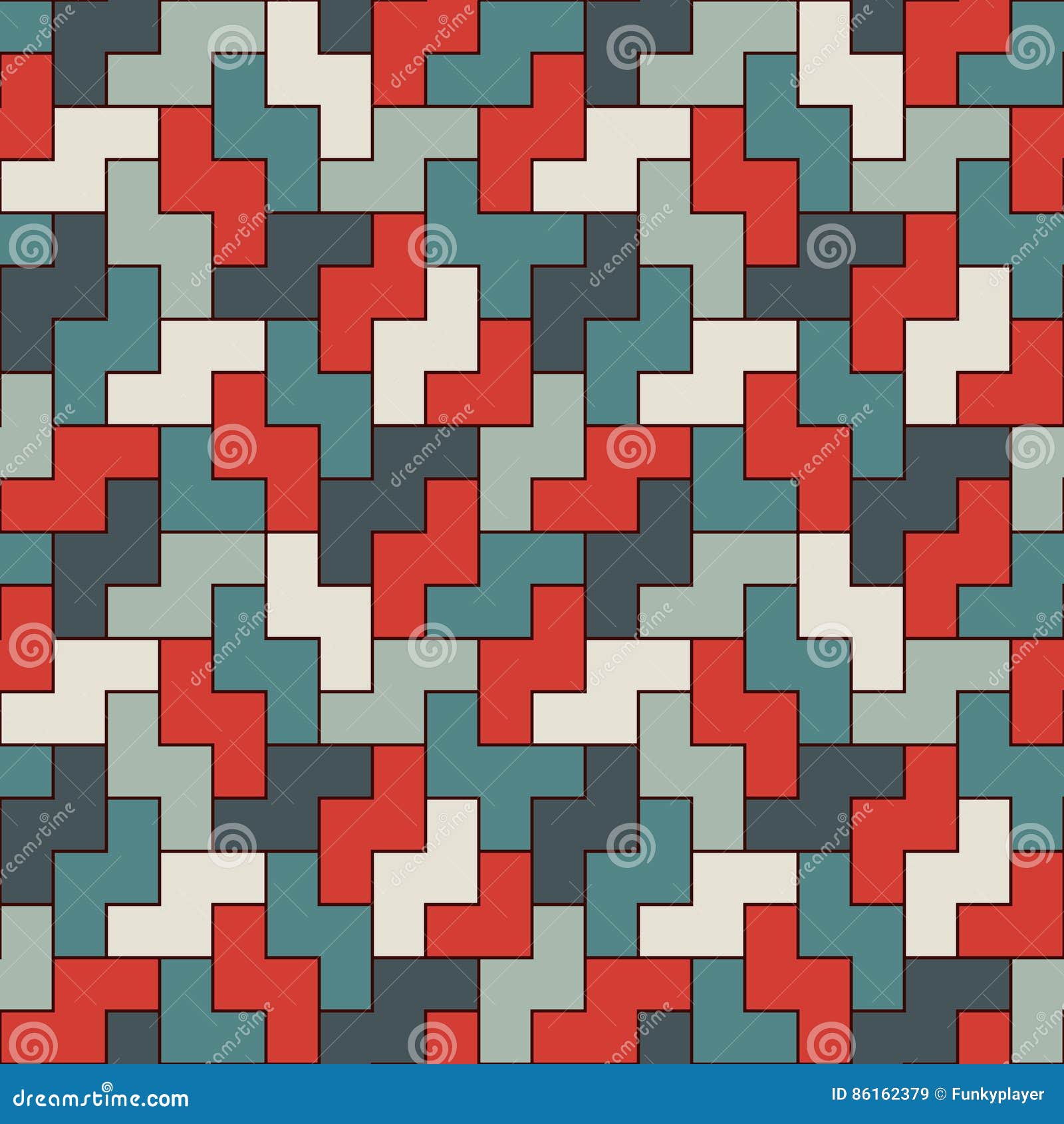 Seamless Pattern with Simple Geometric Ornament. Repeated Puzzle Mosaic ...