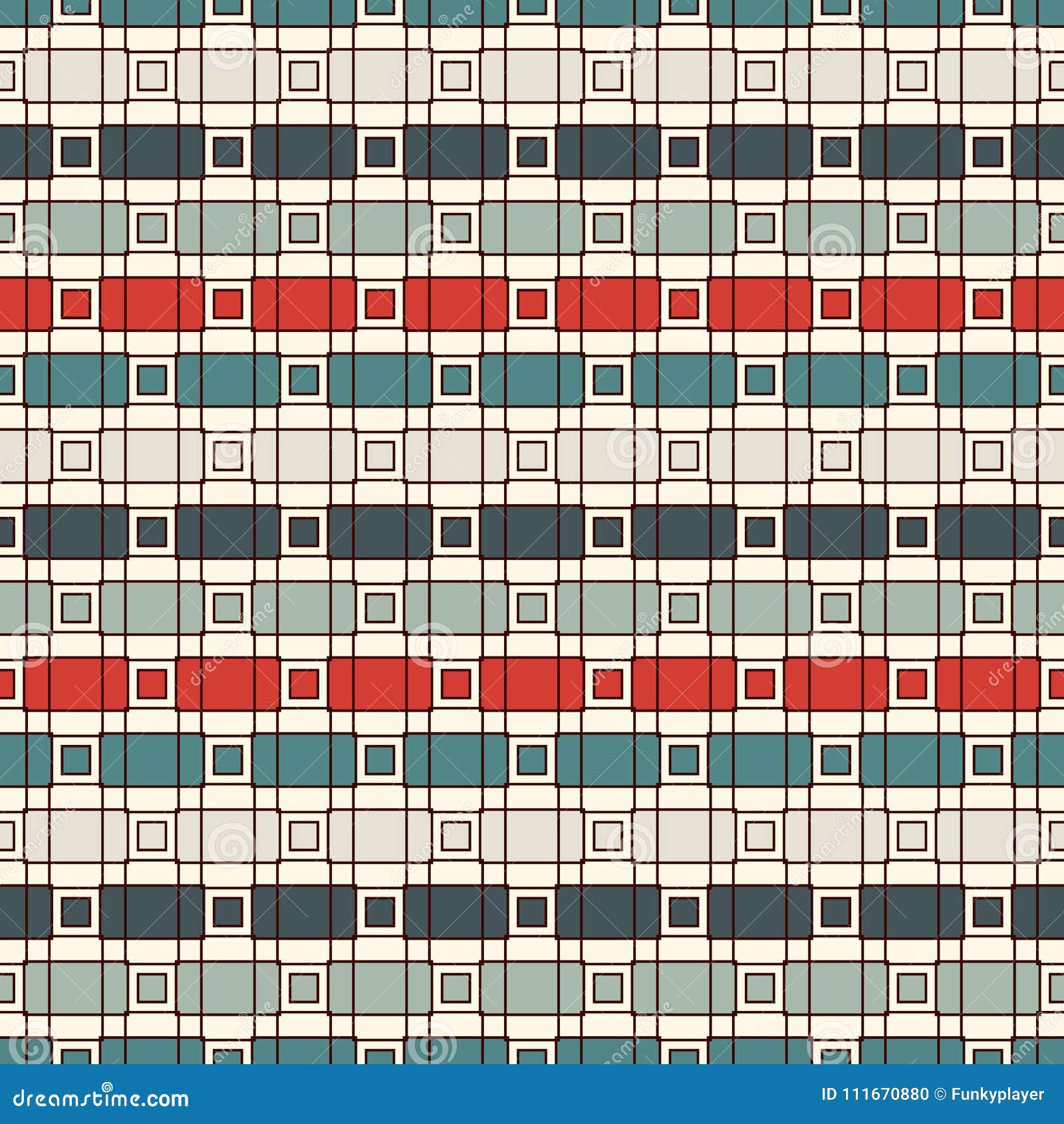 Seamless Pattern with Simple Geometric Ornament. Repeated Squares and ...