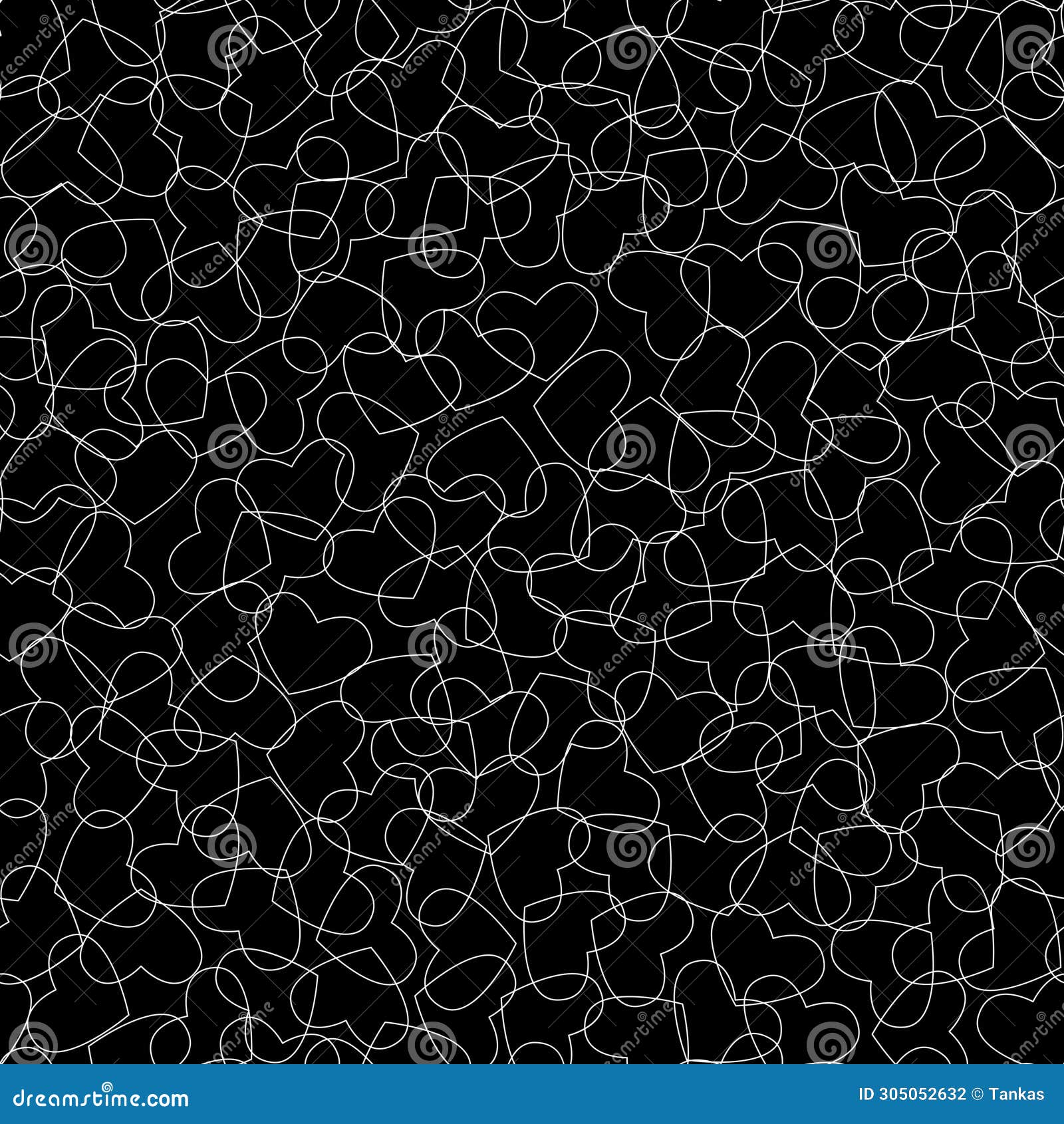 Seamless Pattern of Simple Linear Hearts for Wrapping Paper or Fabric ...