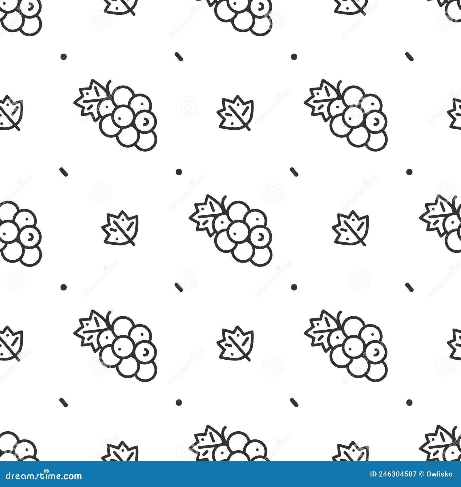 Seamless Pattern with Simple Outline Grape on White Stock Vector ...