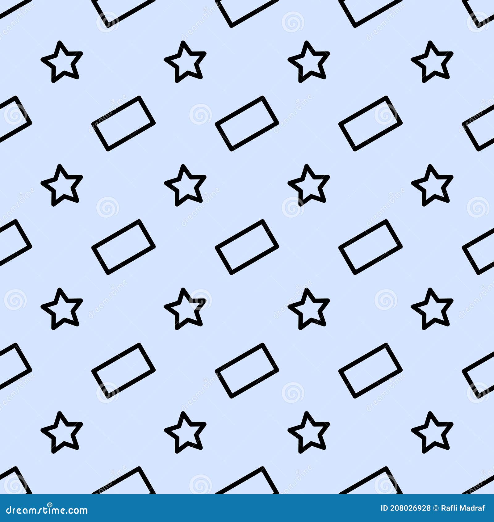 Seamless Pattern Simple Outline Rectangle and Star Stock Vector ...