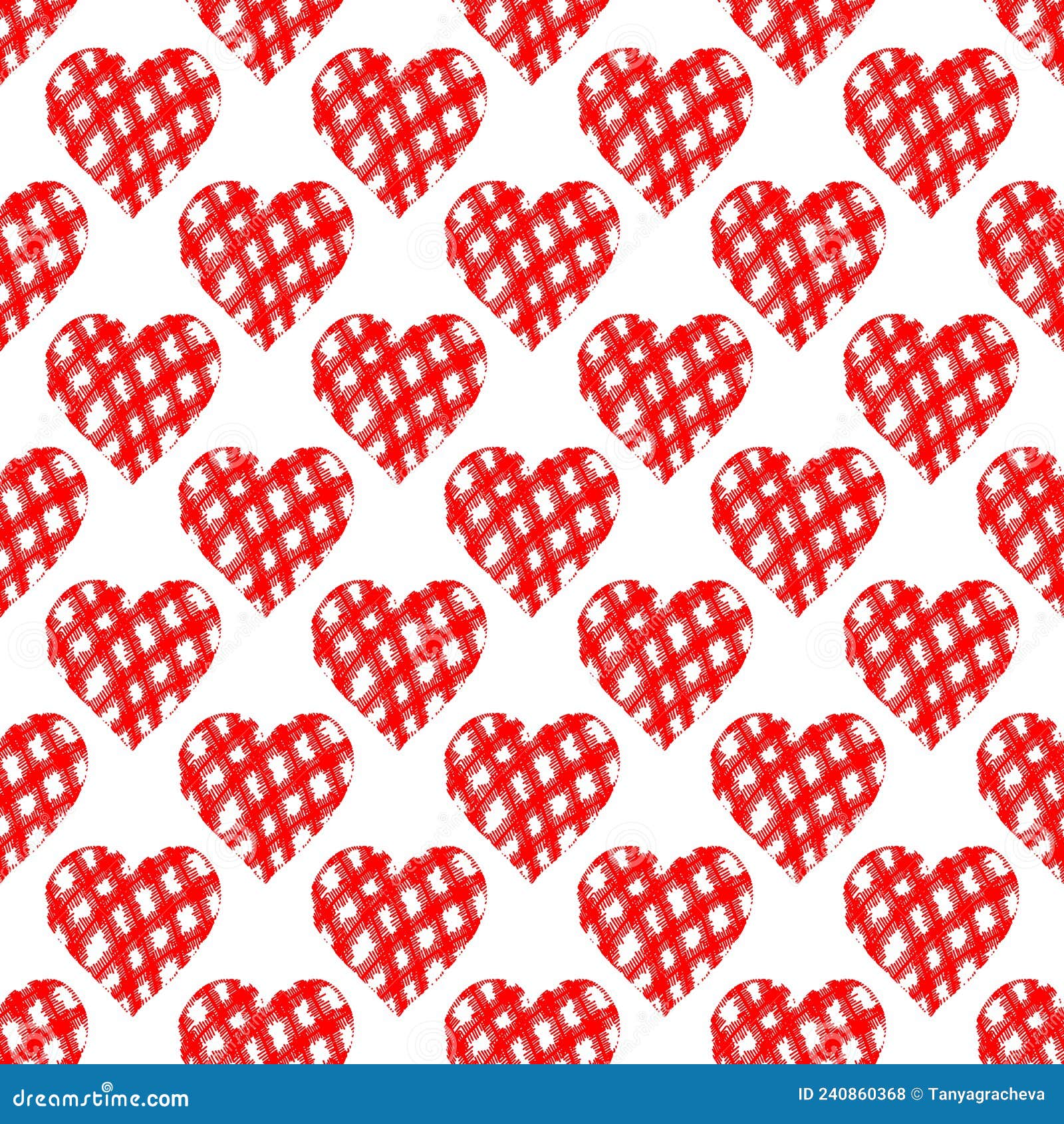 Seamless Pattern of Simple Red Hearts in Doodle Style Stock Vector ...