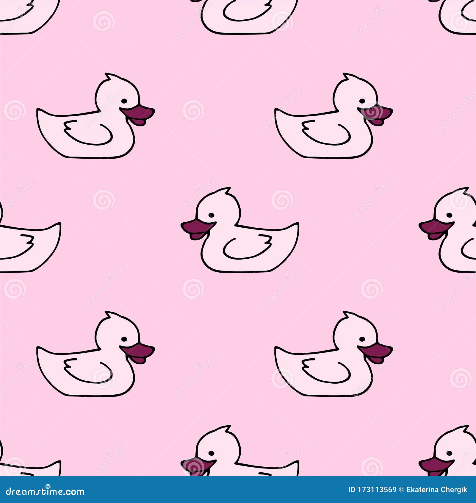 Seamless Pattern with Simple Silhouettes of Ducks on a Pink Background ...