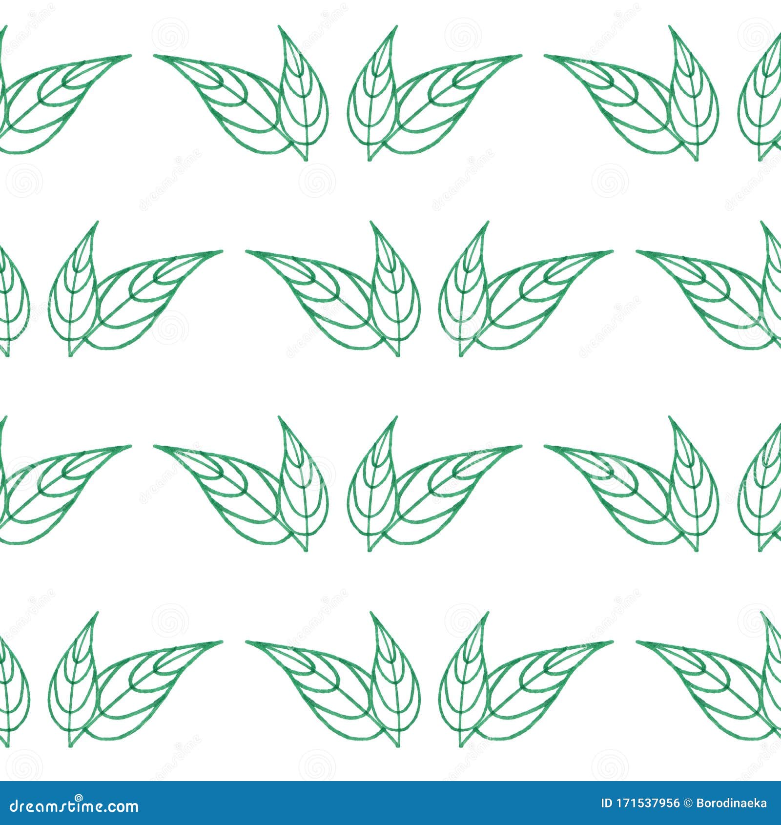 Seamless Pattern of Simple Tree Leaves Stock Illustration ...