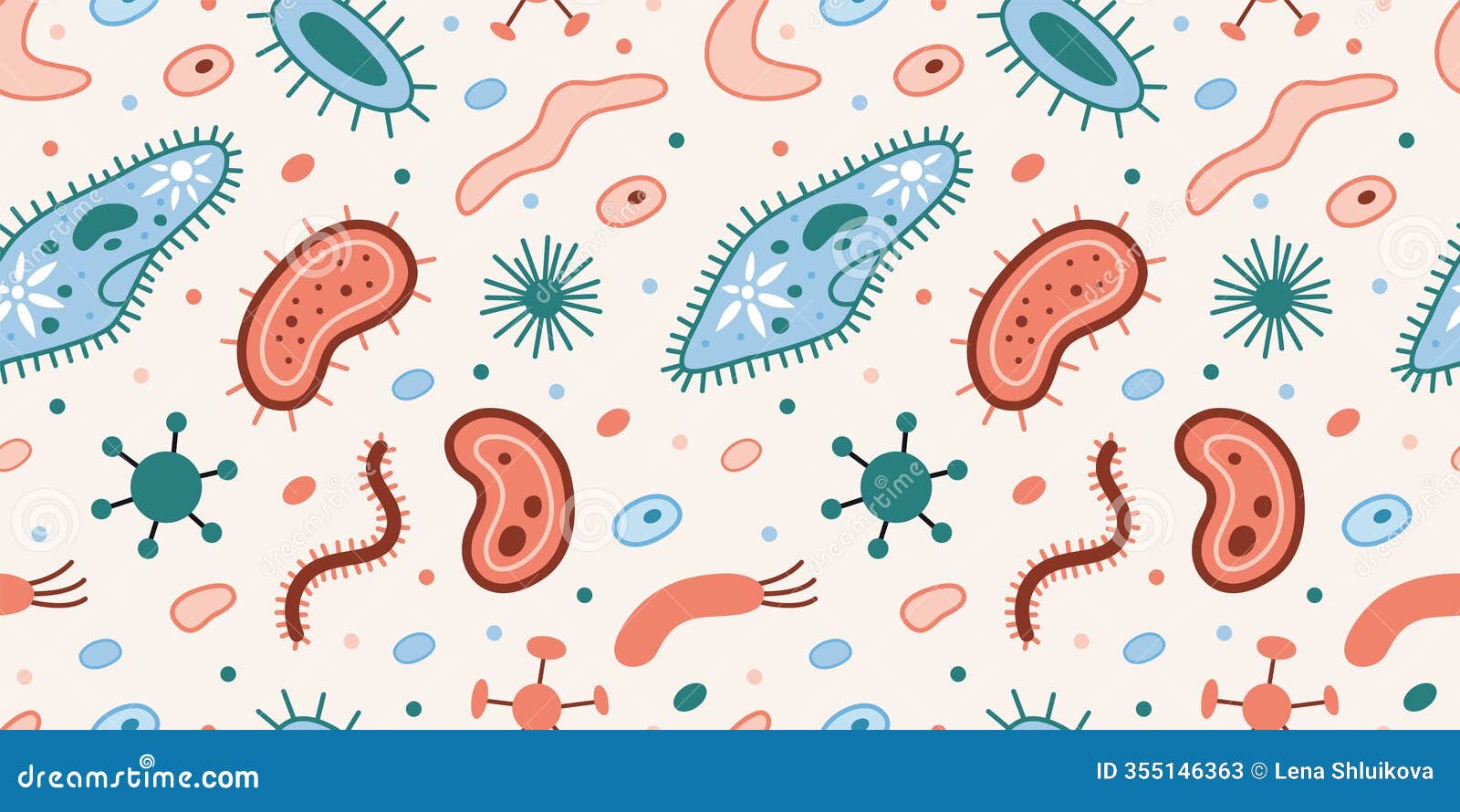 Seamless Pattern with Simplest Unicellular Organisms, Bacteria and ...