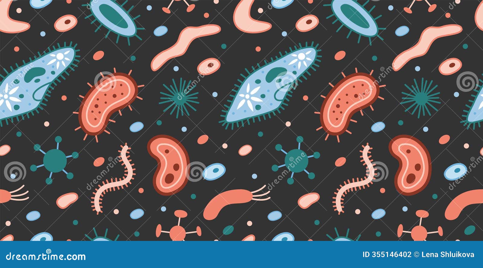 The Simplest Unicellular Organisms Set, Bacteria And Viruses ...