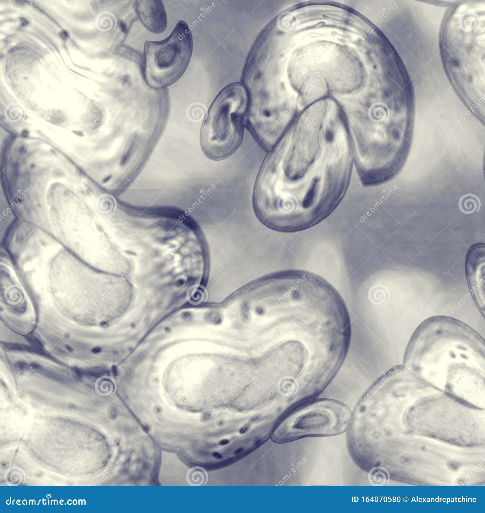 Seamless Pattern with Single Cell Microorganisms or Microbiomes on ...