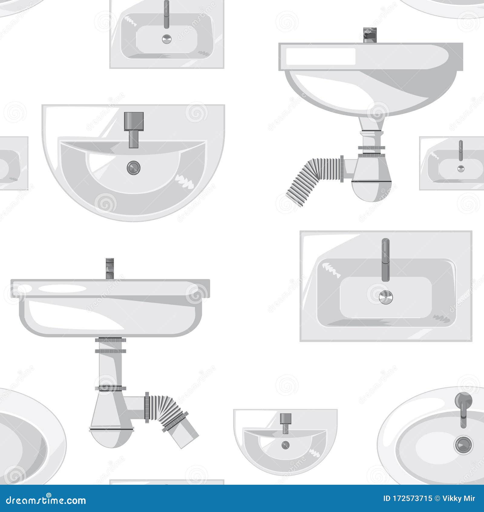 A Seamless Pattern with a Sink on a White Background for Design, a Flat ...