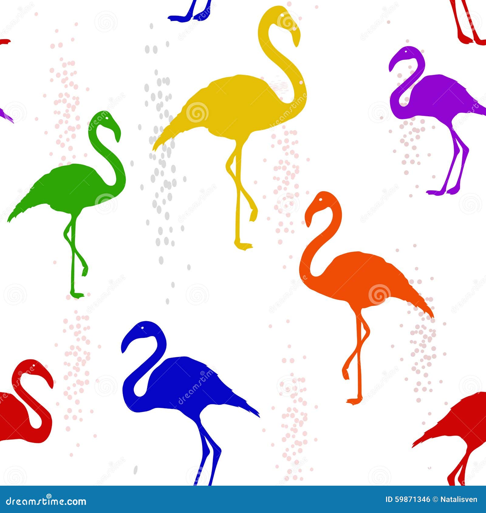Seamless Pattern with Six-colored Rainbow Flamingo Stock Vector ...