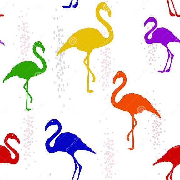 Seamless Pattern with Six-colored Rainbow Flamingo Stock Vector ...