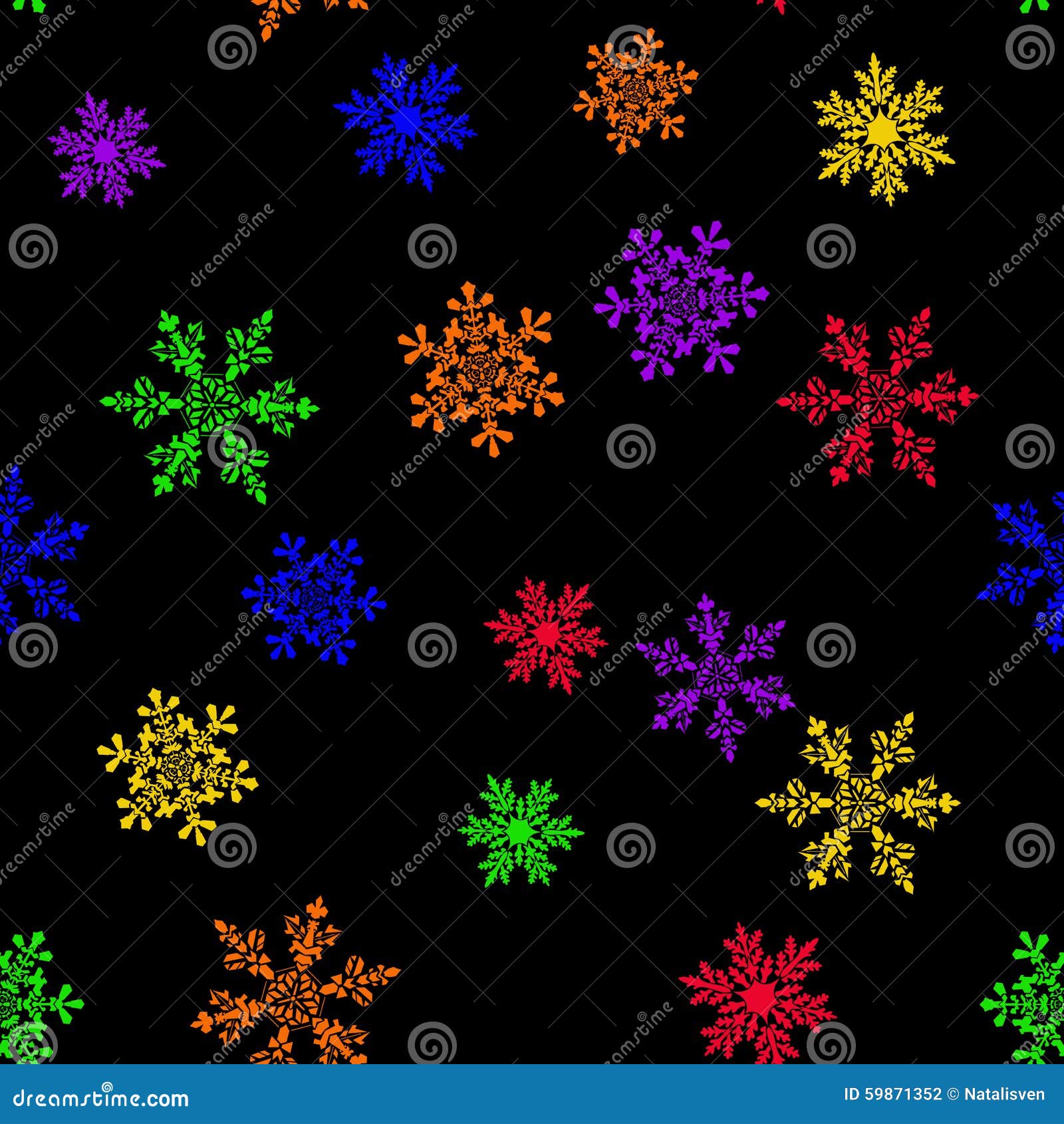Seamless Pattern with Six-colored Rainbow Snowflake Stock Vector ...