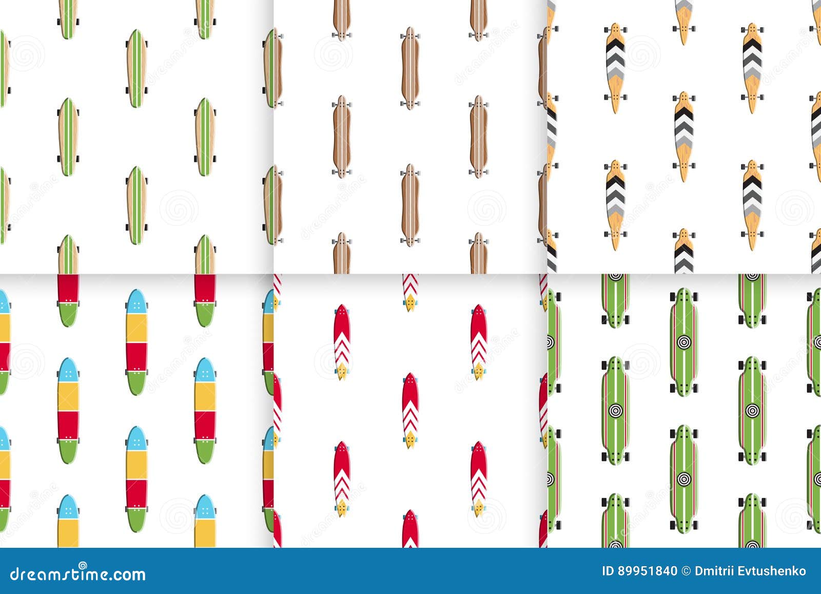 Seamless Pattern Skateboard and Longboards Stock Vector - Illustration ...