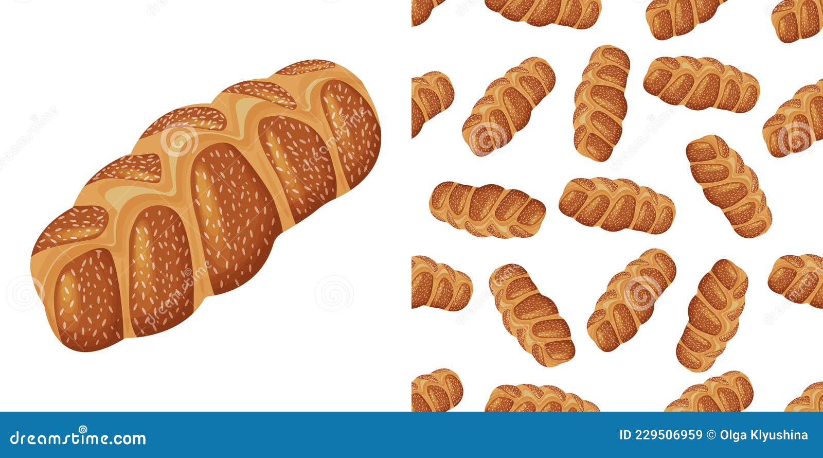 Seamless Pattern of Sketched Challah Bread. Useable for Wallpaper or ...
