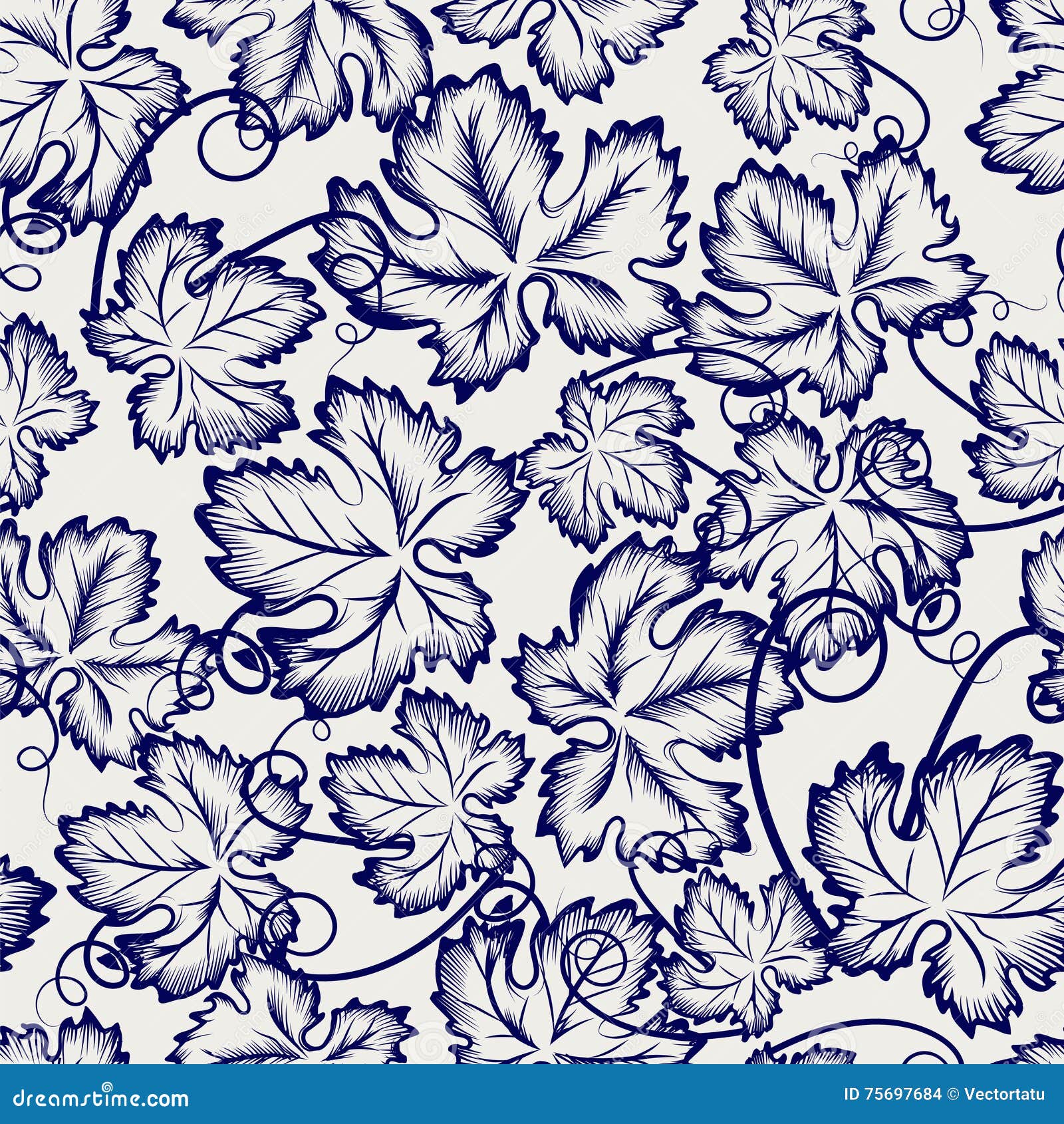 Seamless Pattern with Sketched Grapes Leaves Stock Vector ...